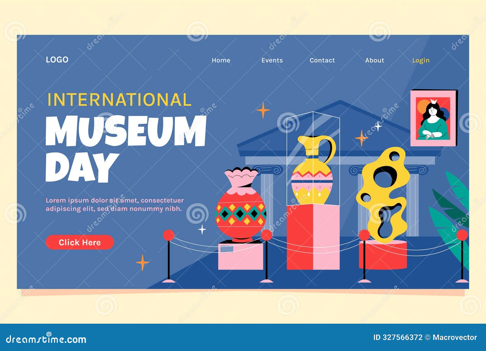 Hand Drawn Flat International Museum Day Landing Page Stock ...