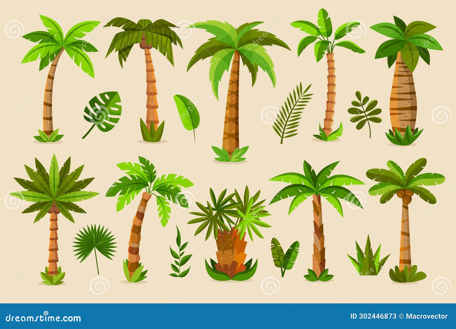 Hand Drawn Flat Palm Trees Original Collection Stock Illustration ...