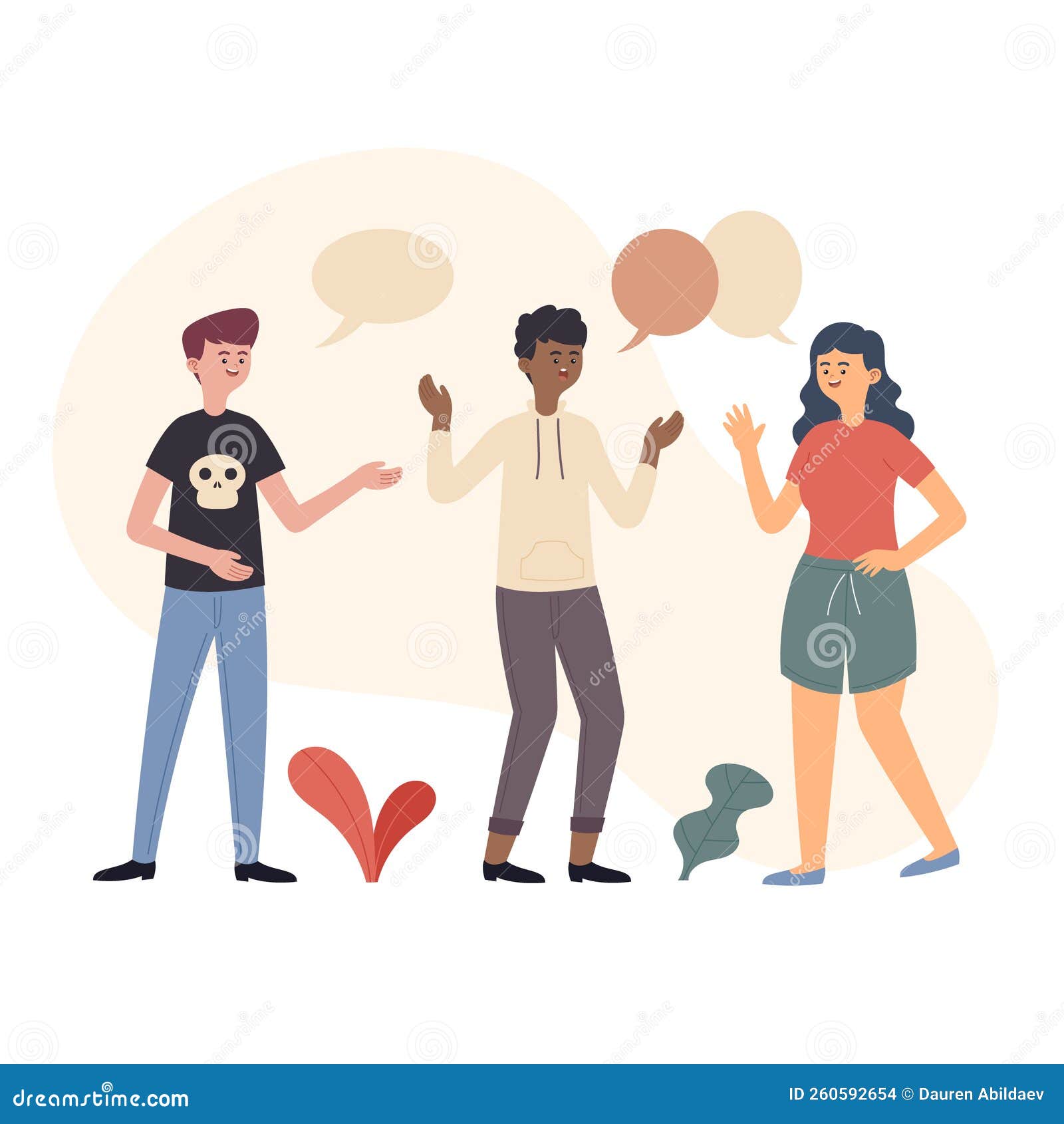 Hand Drawn Flat People Talking Vector Illustration. Stock Vector ...