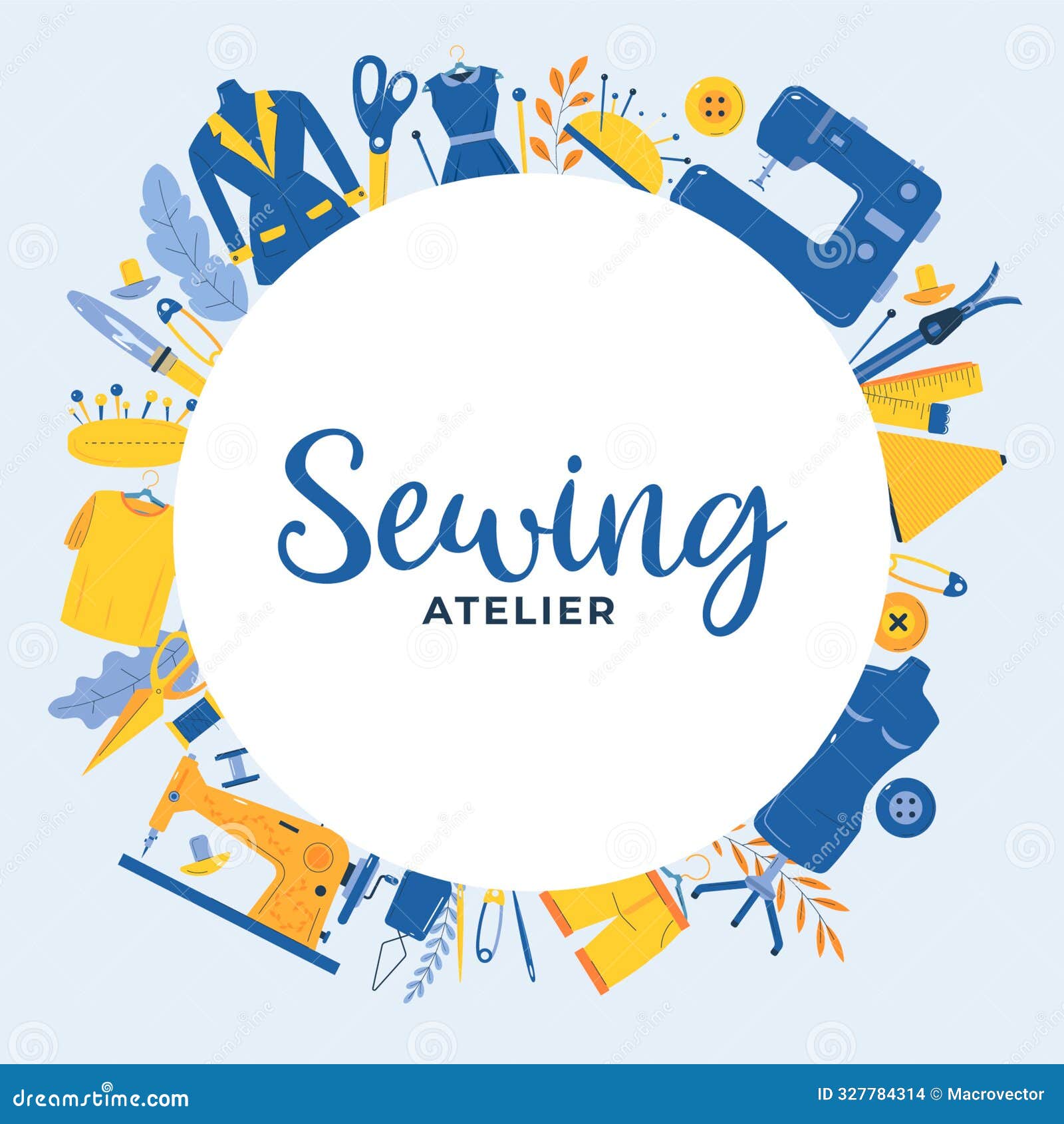 Hand Drawn Flat Sewing Frame Stock Illustration - Illustration of ...