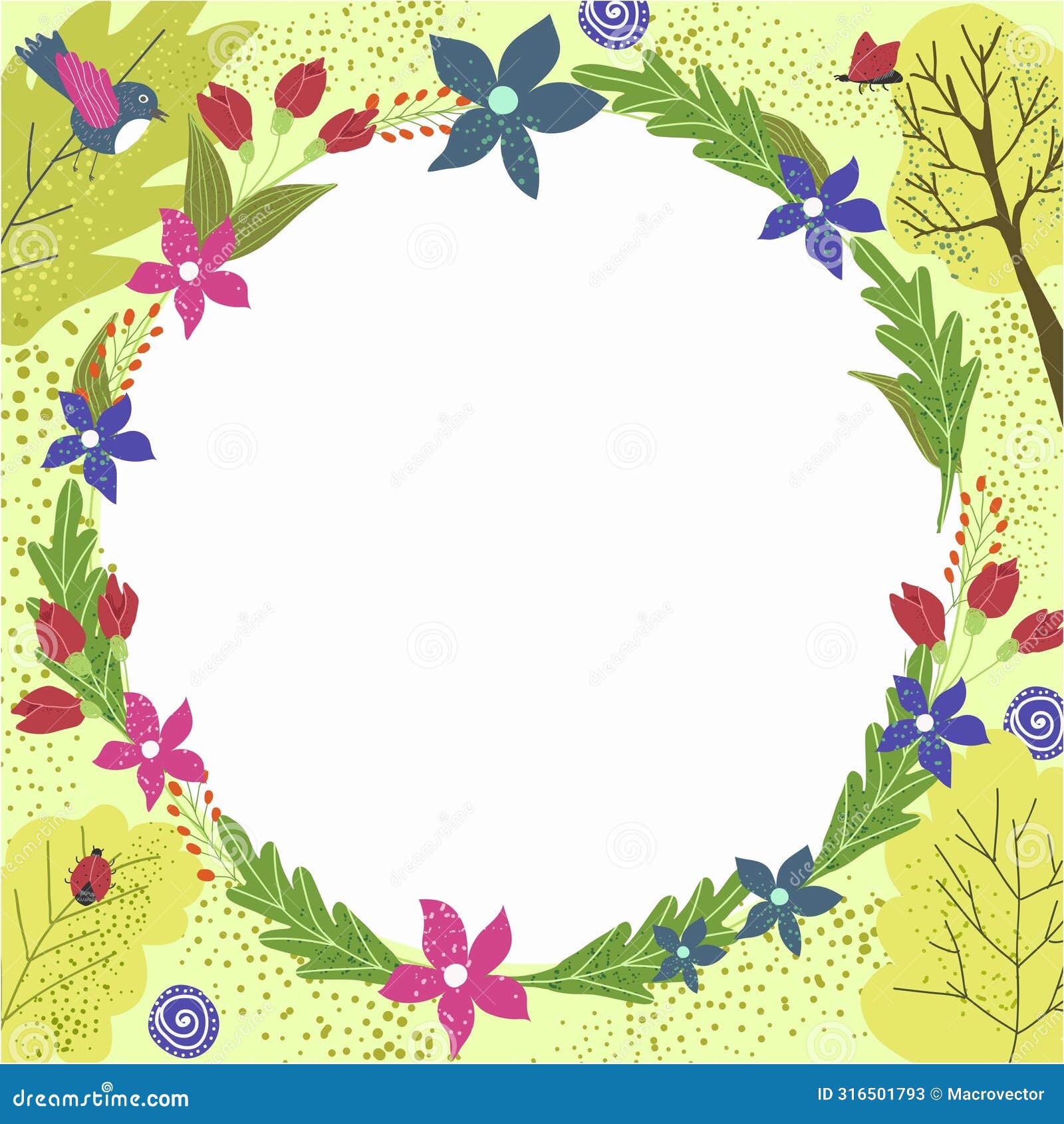 Hand-drawn Flat Spring Frame Stock Illustration - Illustration of ...