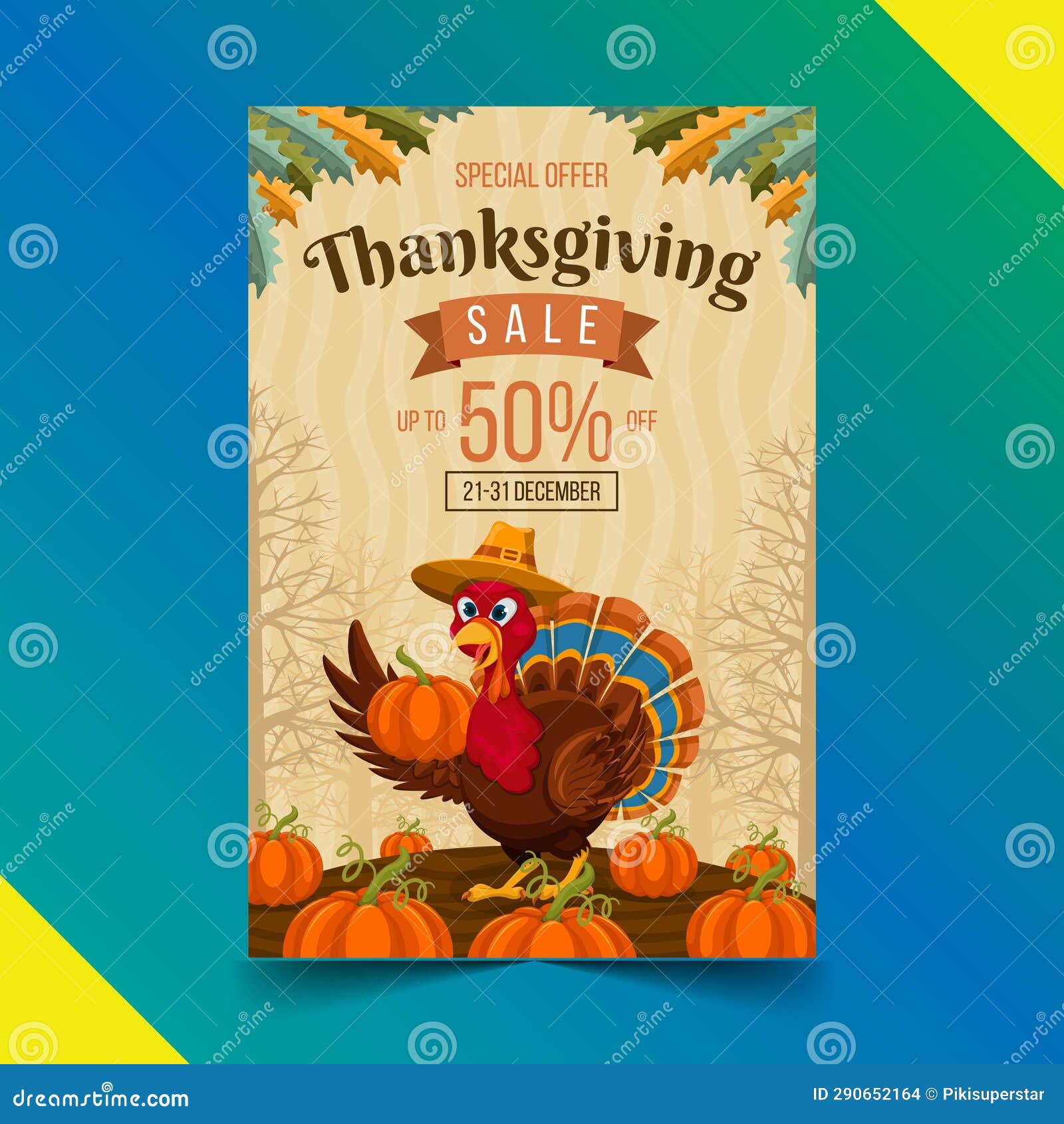 Hand Drawn Flat Thanksgiving Vertical Poster Template Vector Design ...