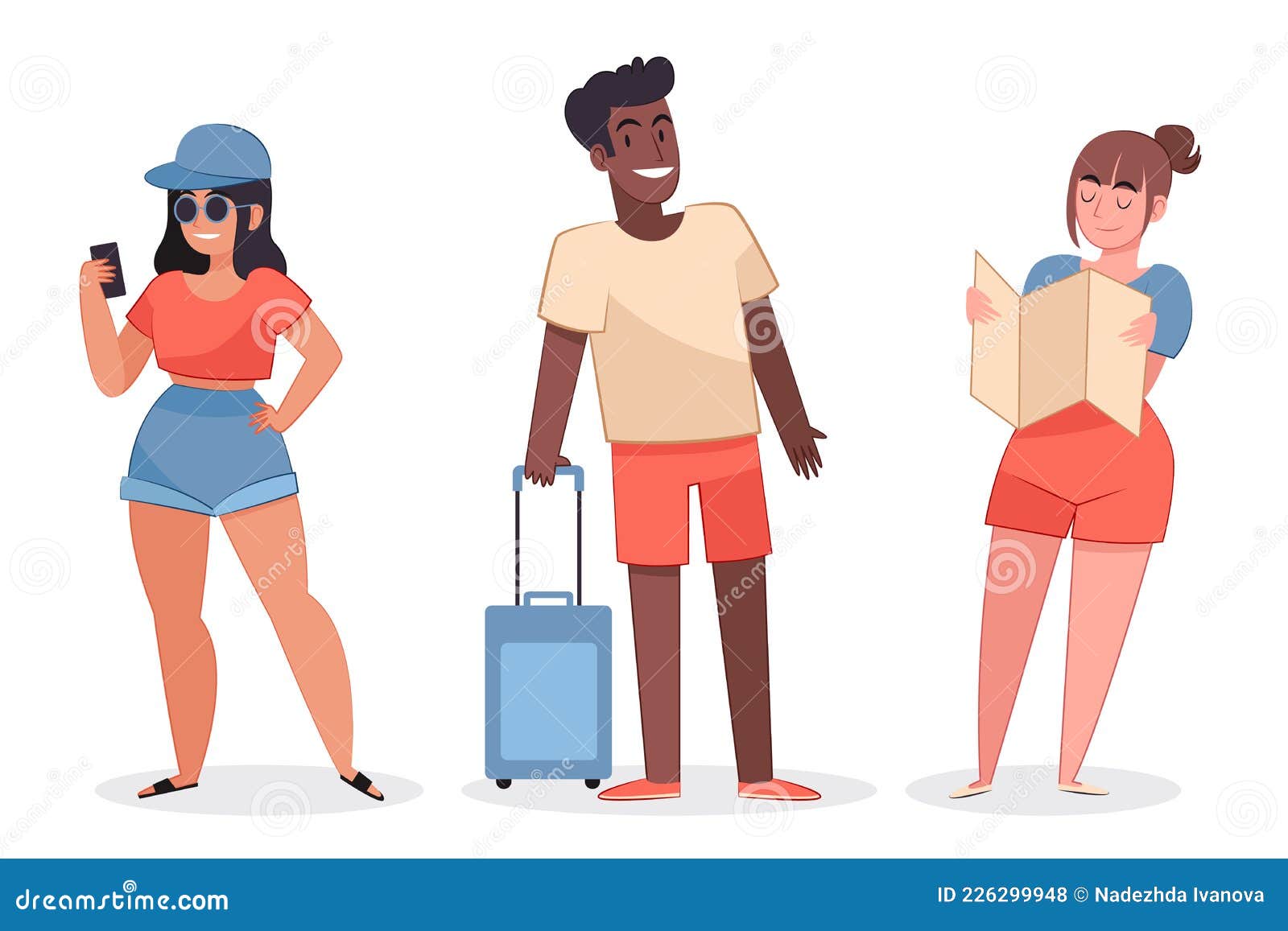 Hand Drawn Flat Tourists Illustration Vector Illustration. Stock Vector ...