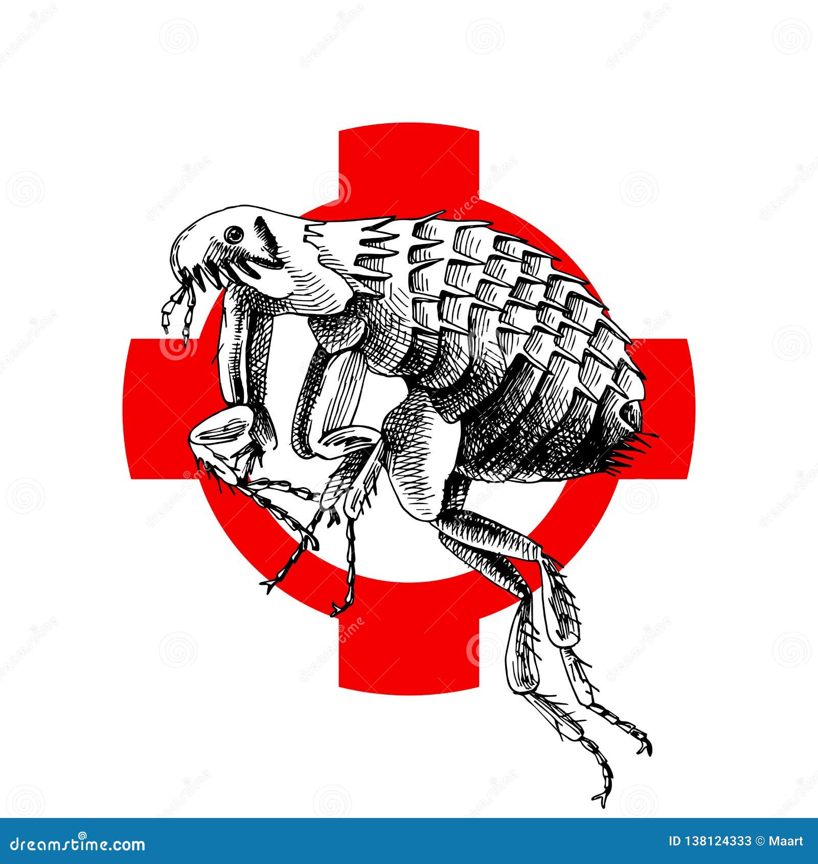 Flea In Target Line And Solid Icon, Pest Control Concept, Flea Warning ... Flea In Target Line And Solid Icon, Pest Control Concept, Flea Warning ...