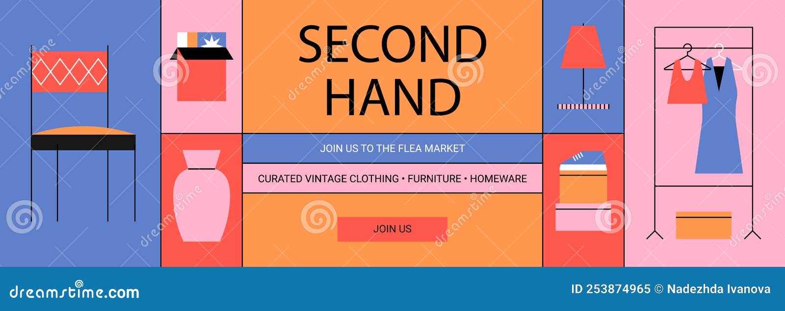 Hand Drawn Flea Market Design Template Vector Illustration. Stock ...