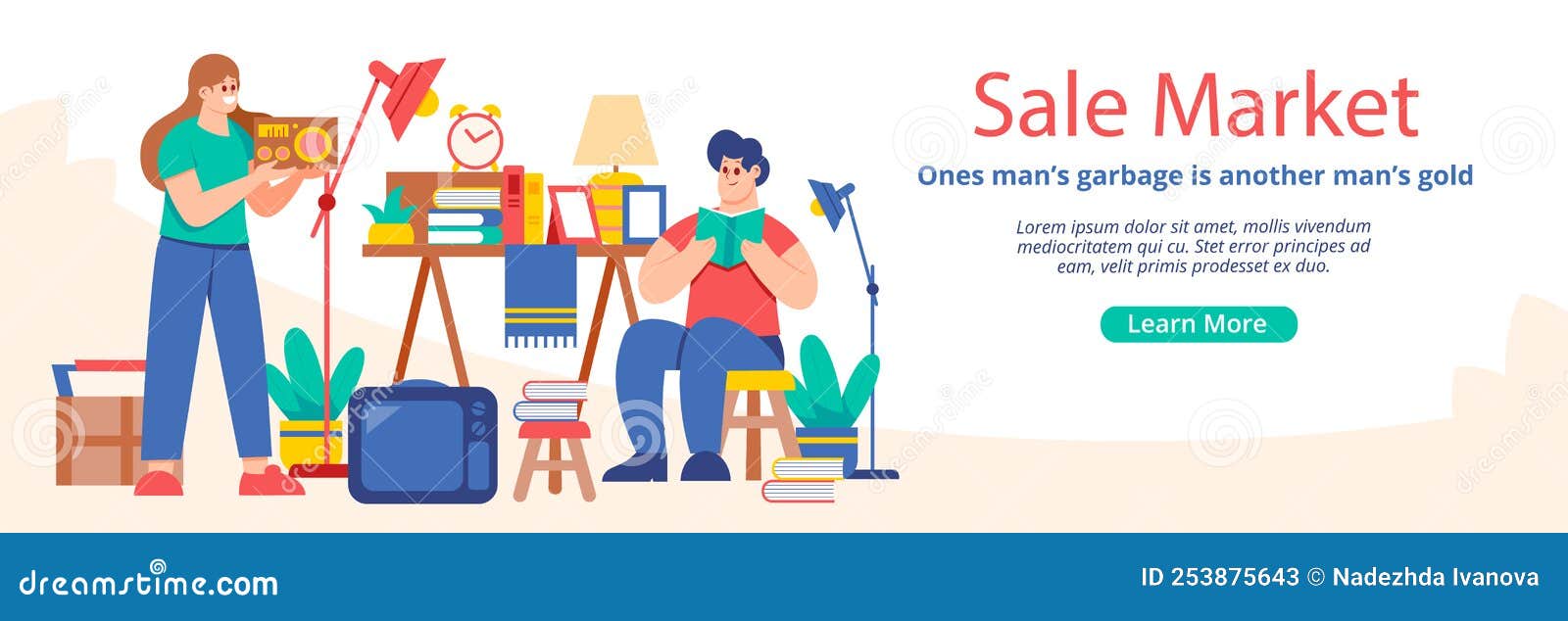 Hand Drawn Flea Market Design Template Vector Illustration. Stock ...