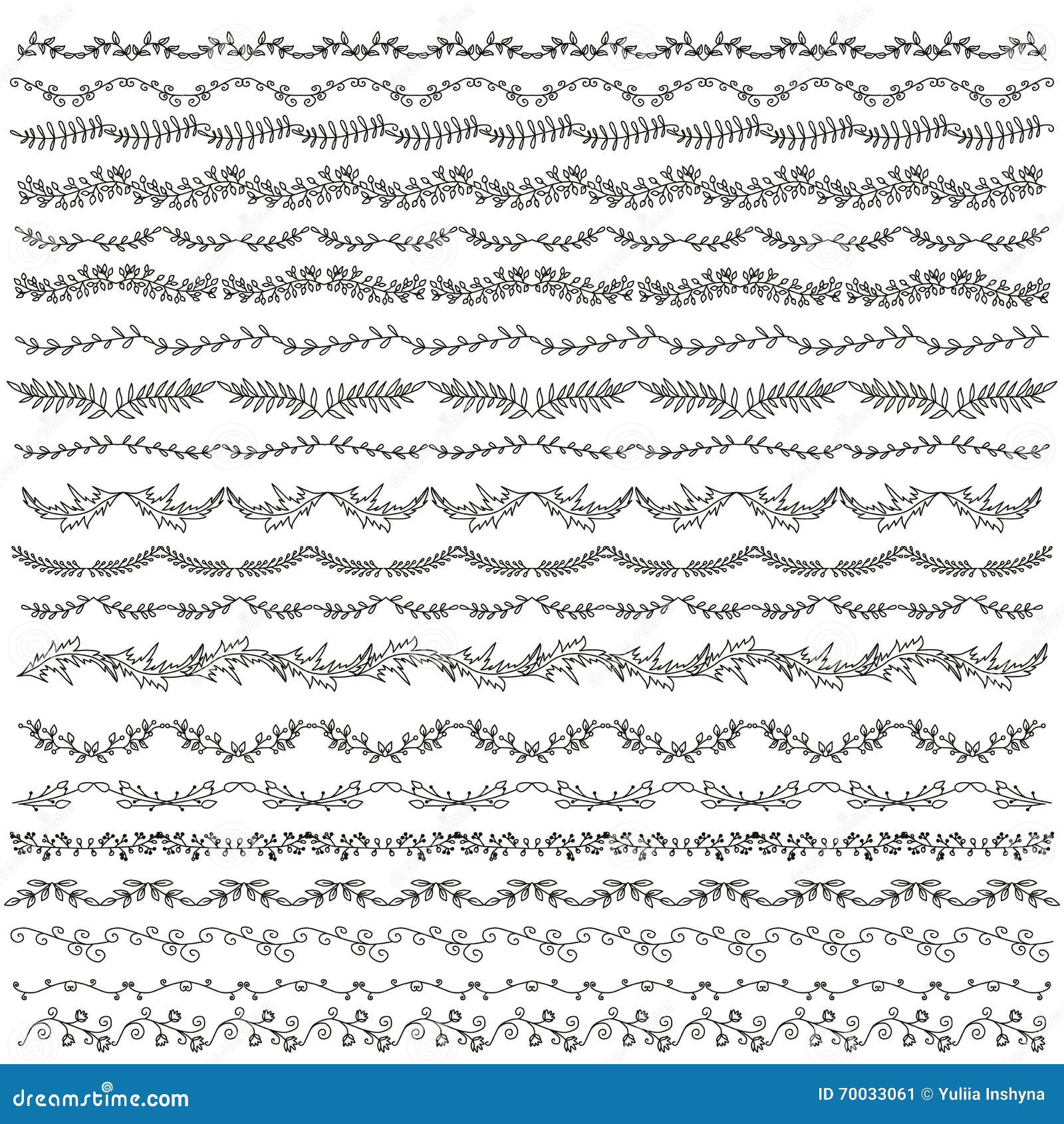 Borders Dividers Collection In Hand Drawn Style. Bohemian Vector Design ...