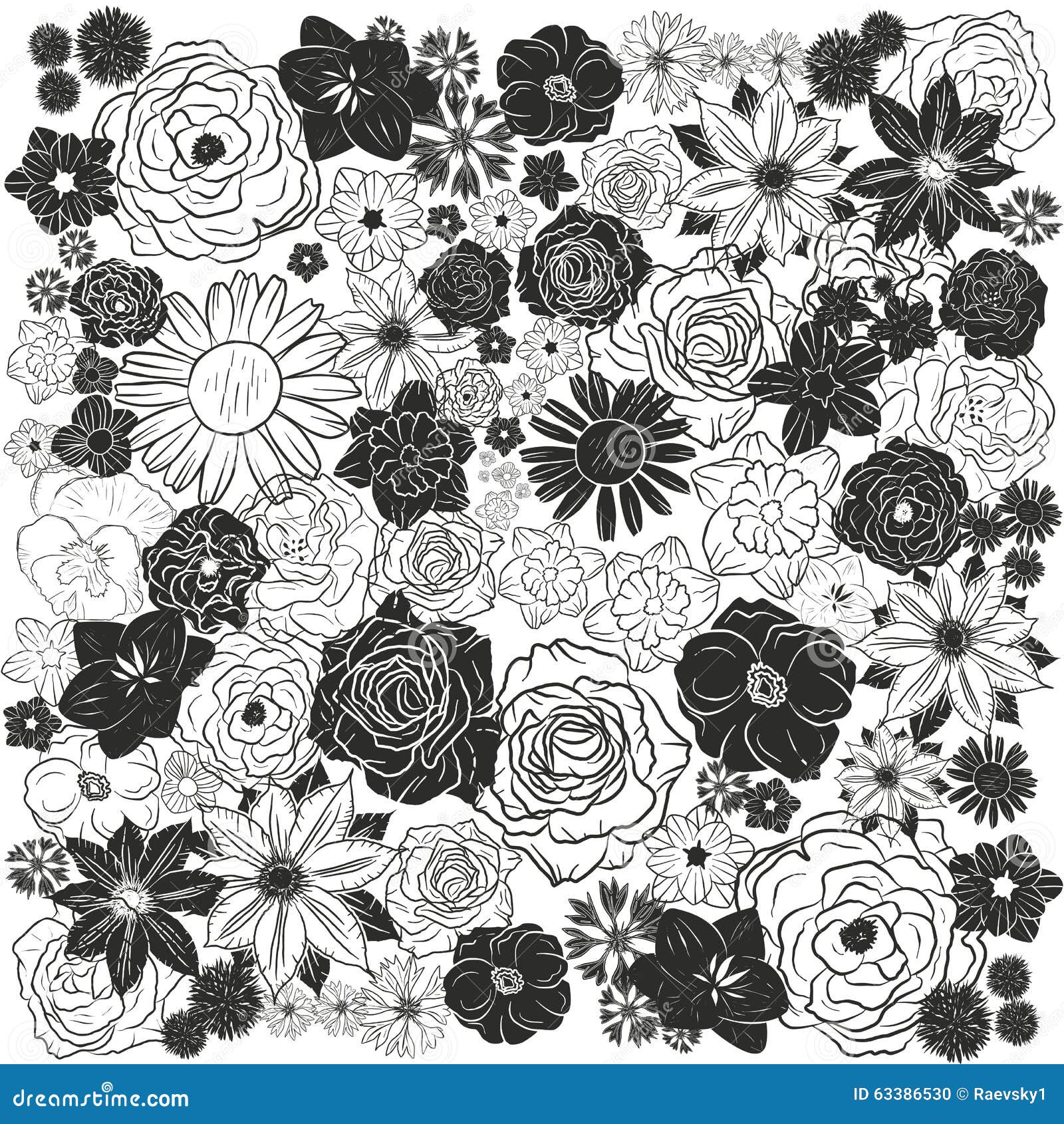 Hand Drawn Floral Doodle Background, Abstract Stock Vector ...