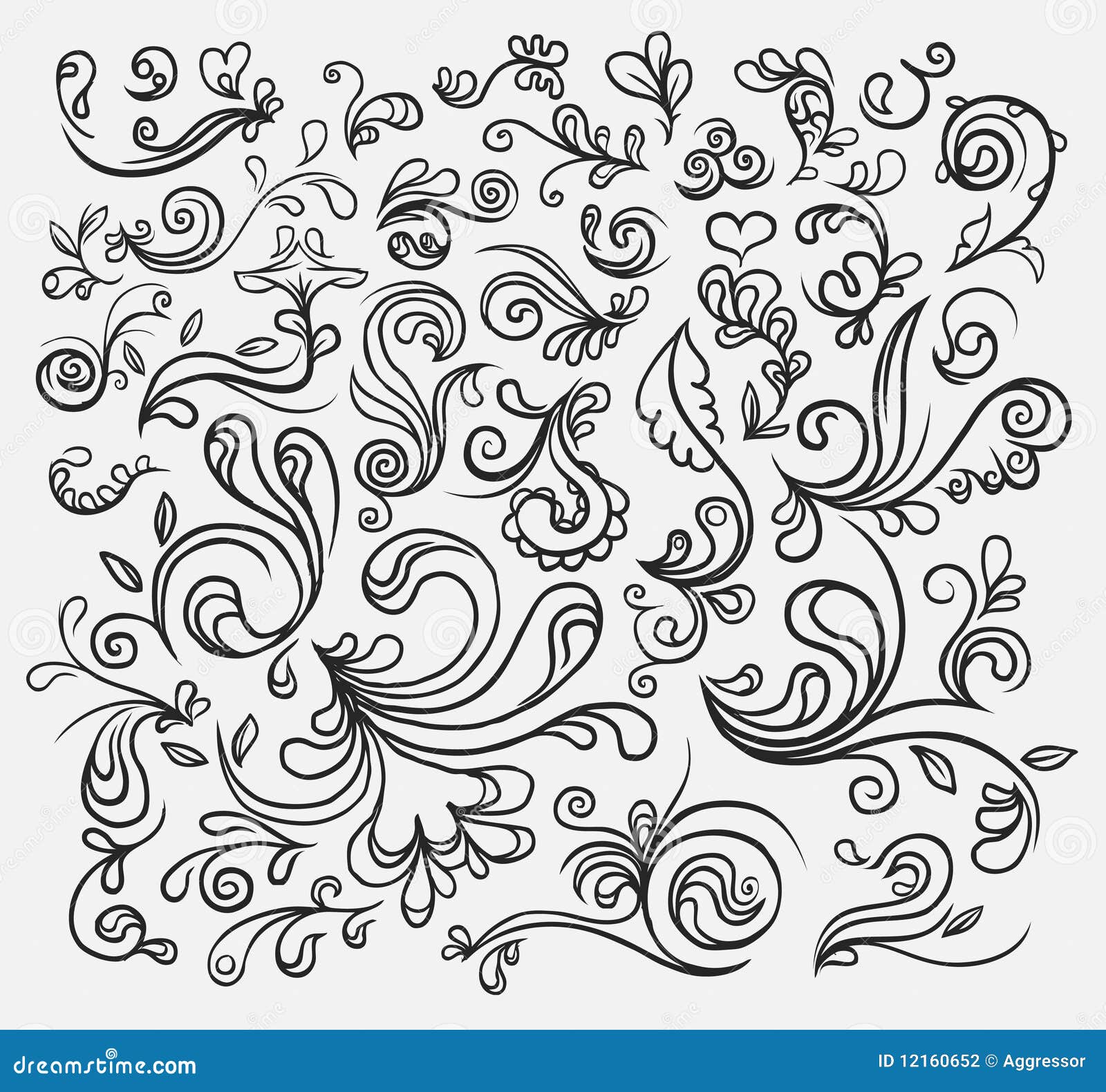 Hand drawn floral element stock vector. Illustration of curve - 12160652
