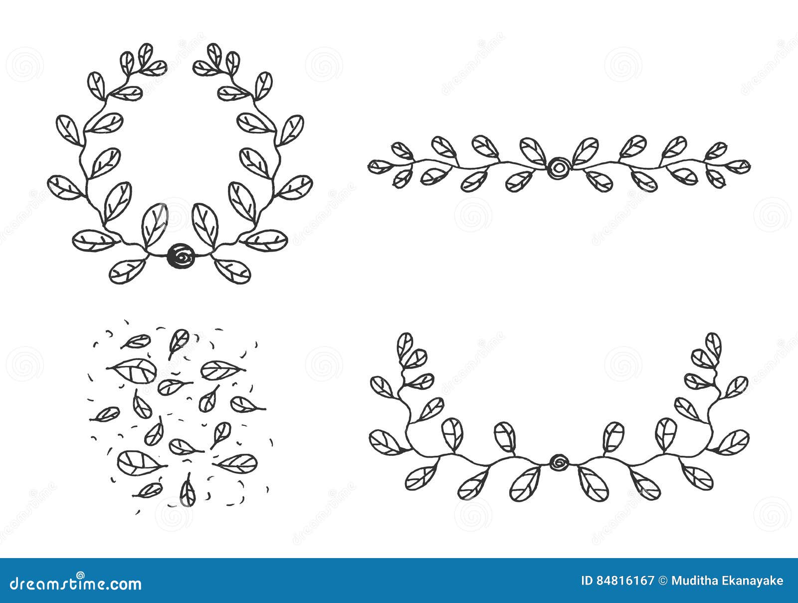 Hand drawn floral elements stock vector. Illustration of icon - 84816167
