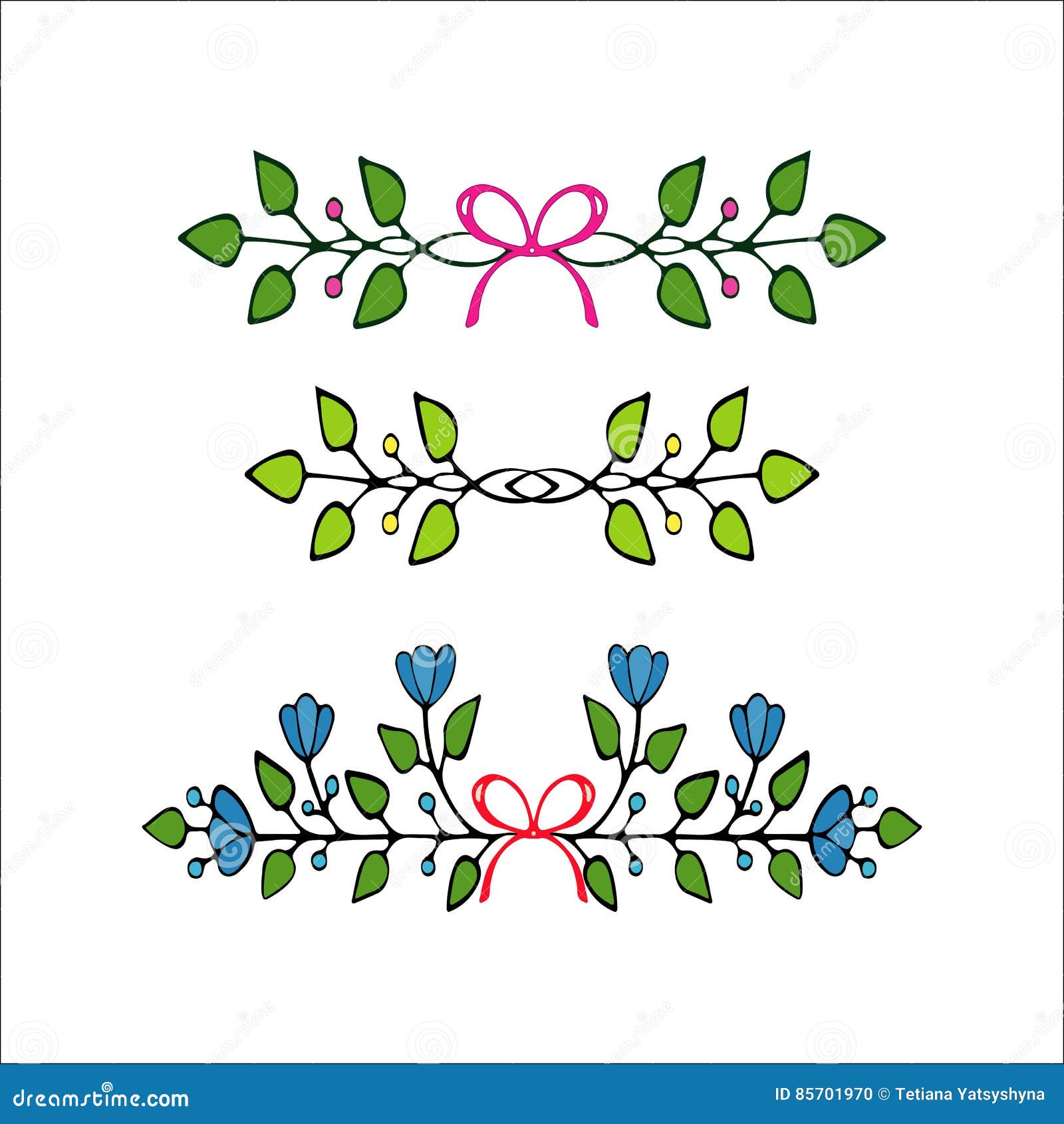 Hand Drawn Floral Elements. Set of Flowers and Decorative Elements ...