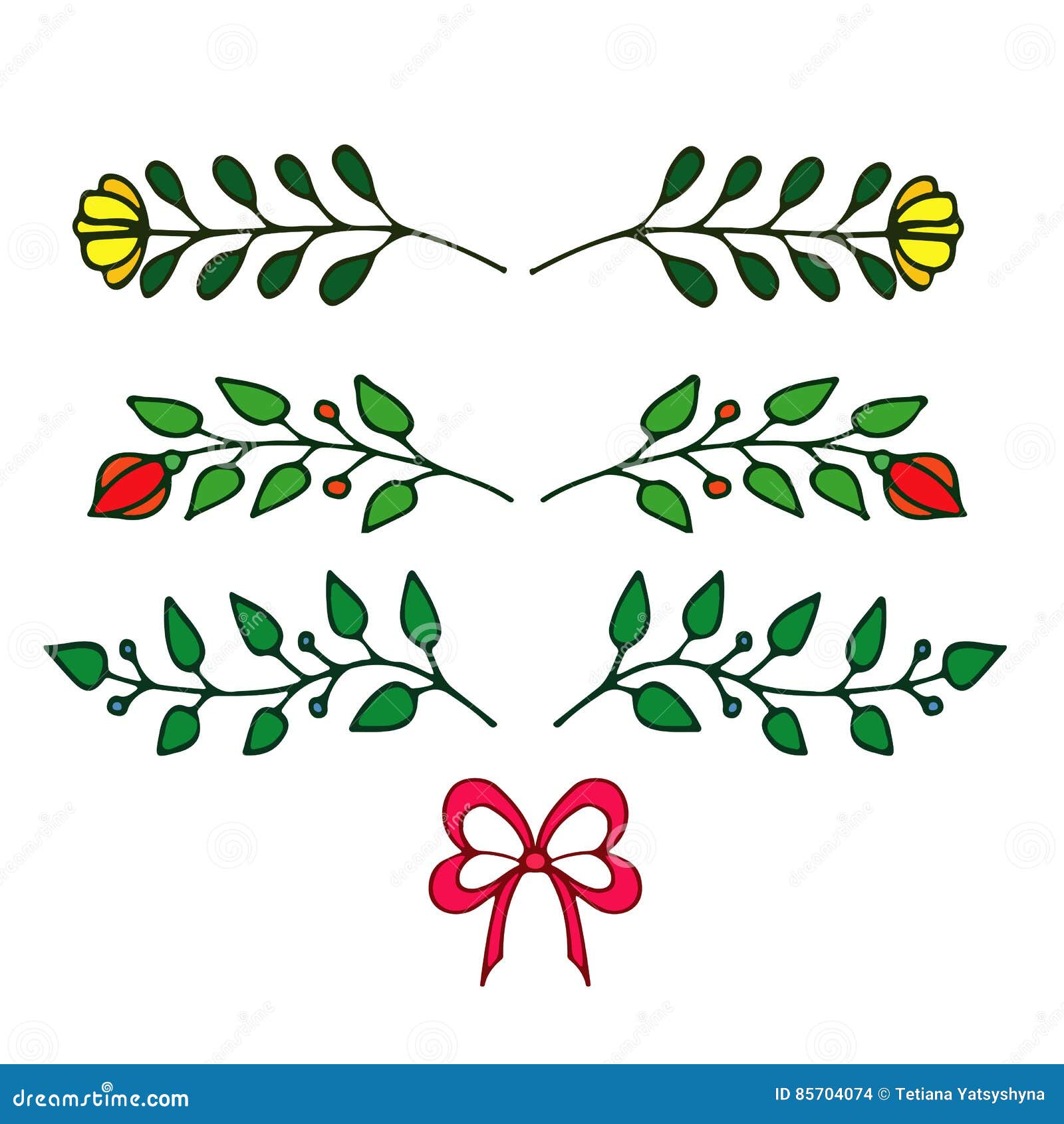 Hand Drawn Floral Elements. Set of Flowers and Decorative Elements ...