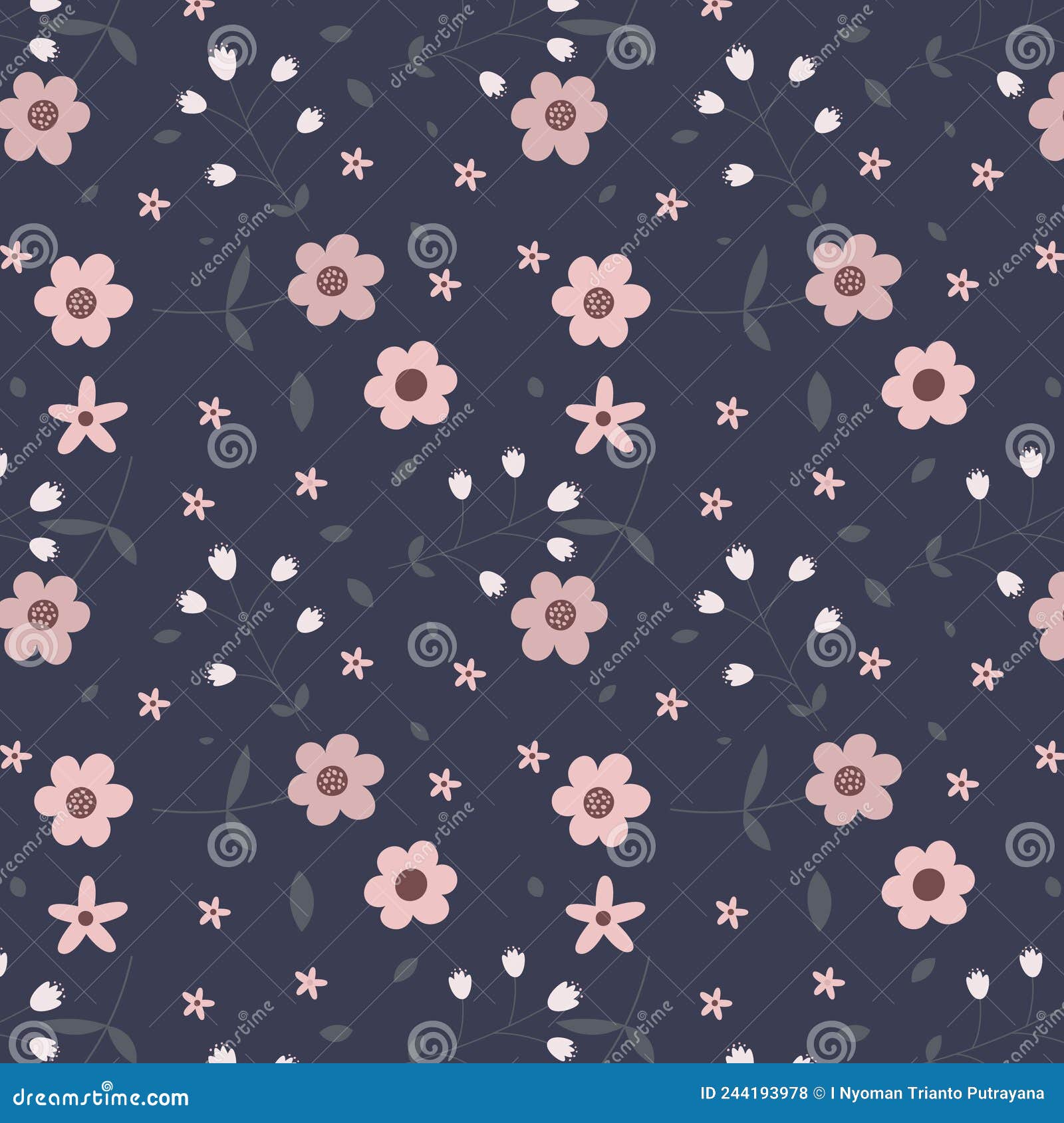 Hand Drawn Floral Flower Pattern. Stock Vector - Illustration of ditsy ...