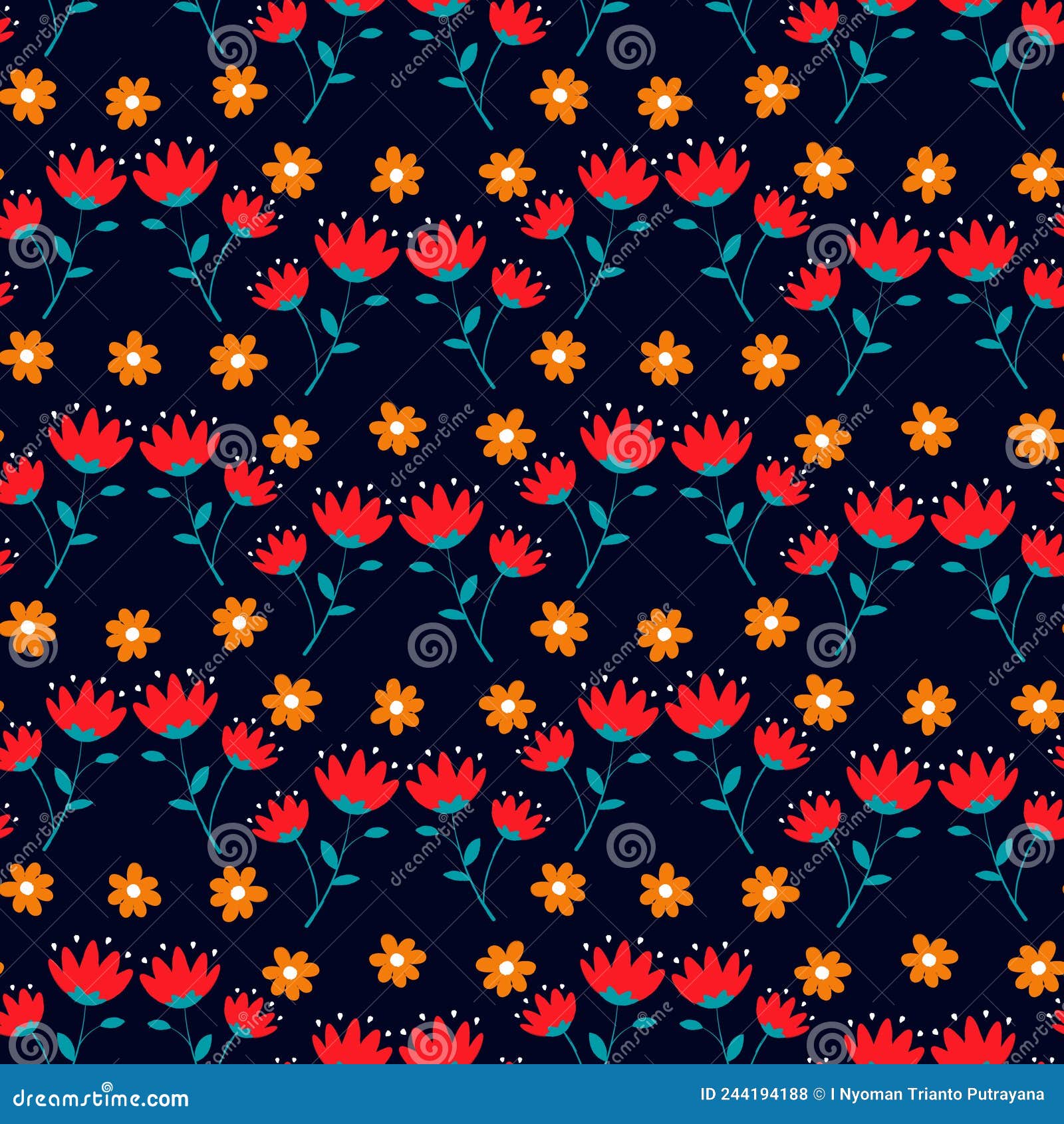 Hand Drawn Floral Flower Pattern. Stock Vector - Illustration of spring ...