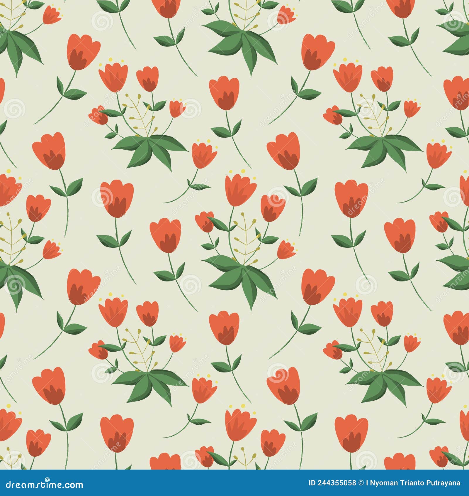 Hand Drawn Floral Flower Pattern. Stock Vector - Illustration of ...