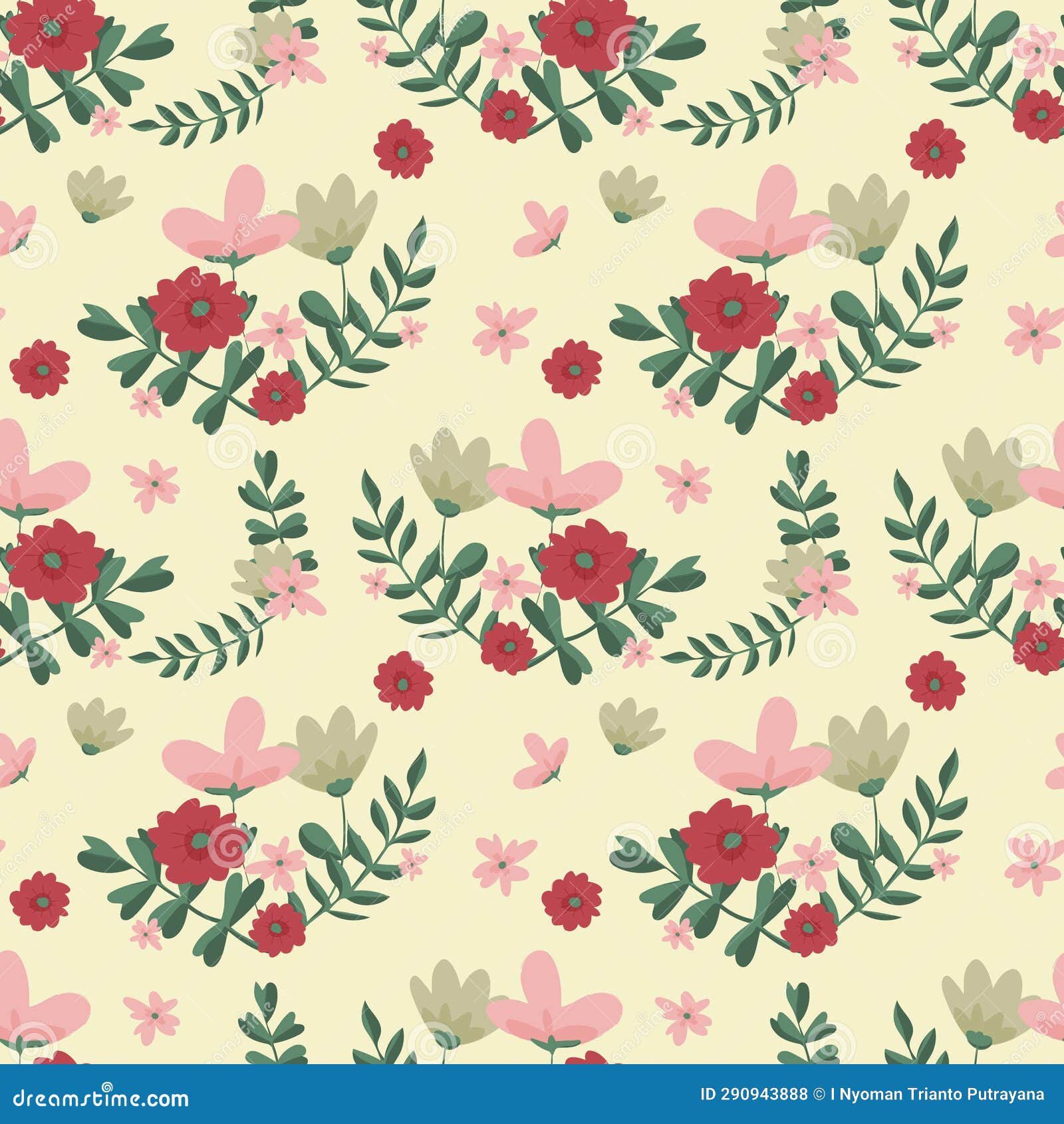 Hand Drawn Floral Flower Pattern. Stock Vector - Illustration of ...