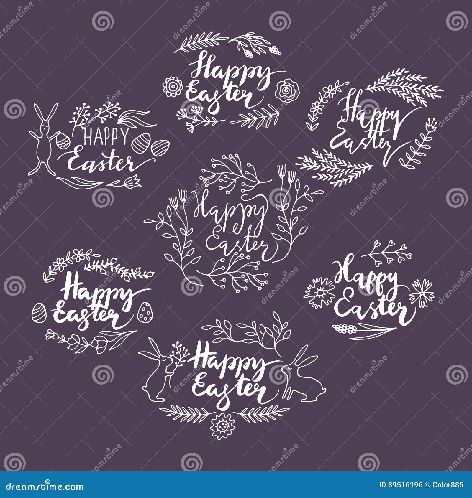 Hand-drawn Floral Frames. Easter. Stock Vector - Illustration of ...