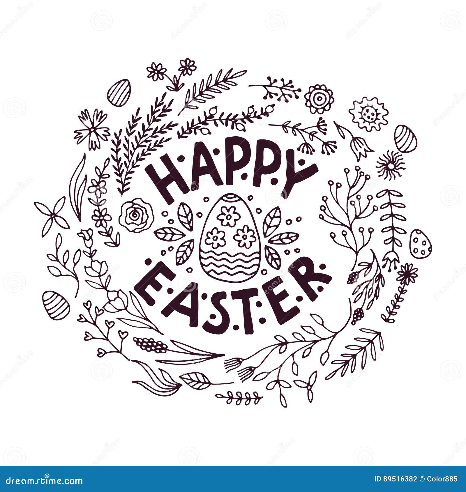 Hand-drawn Floral Frames. Easter. Stock Vector - Illustration of ...