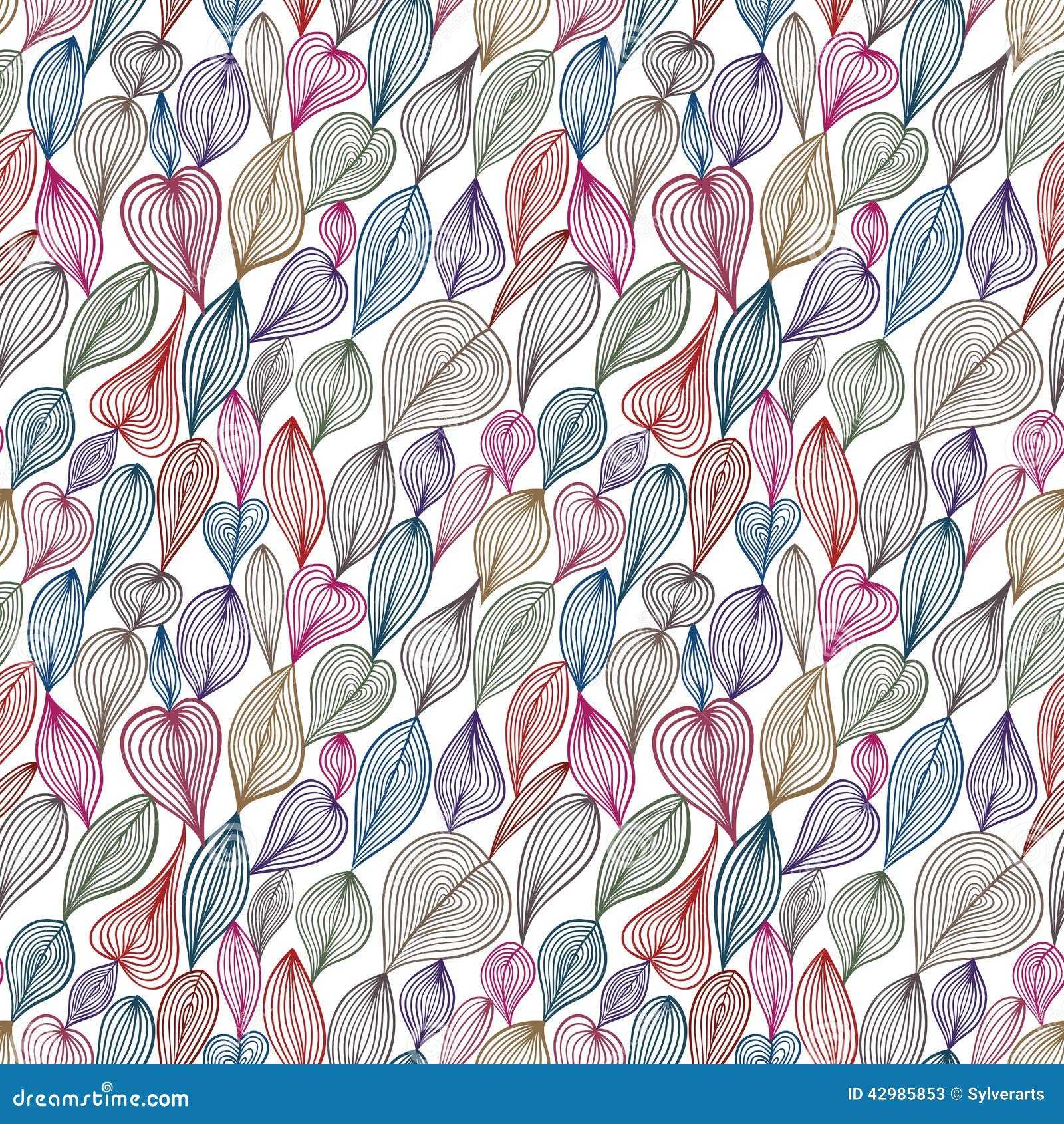 Hand Drawn Floral Lines Seamless Pattern. Stock Vector - Illustration ...