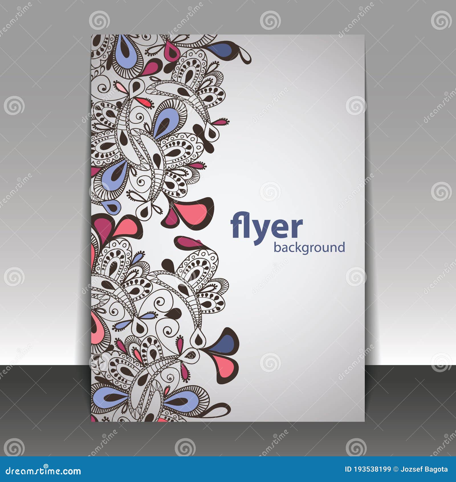 Hand Drawn Floral Pattern - Flyer or Cover Design Template Stock Vector ...