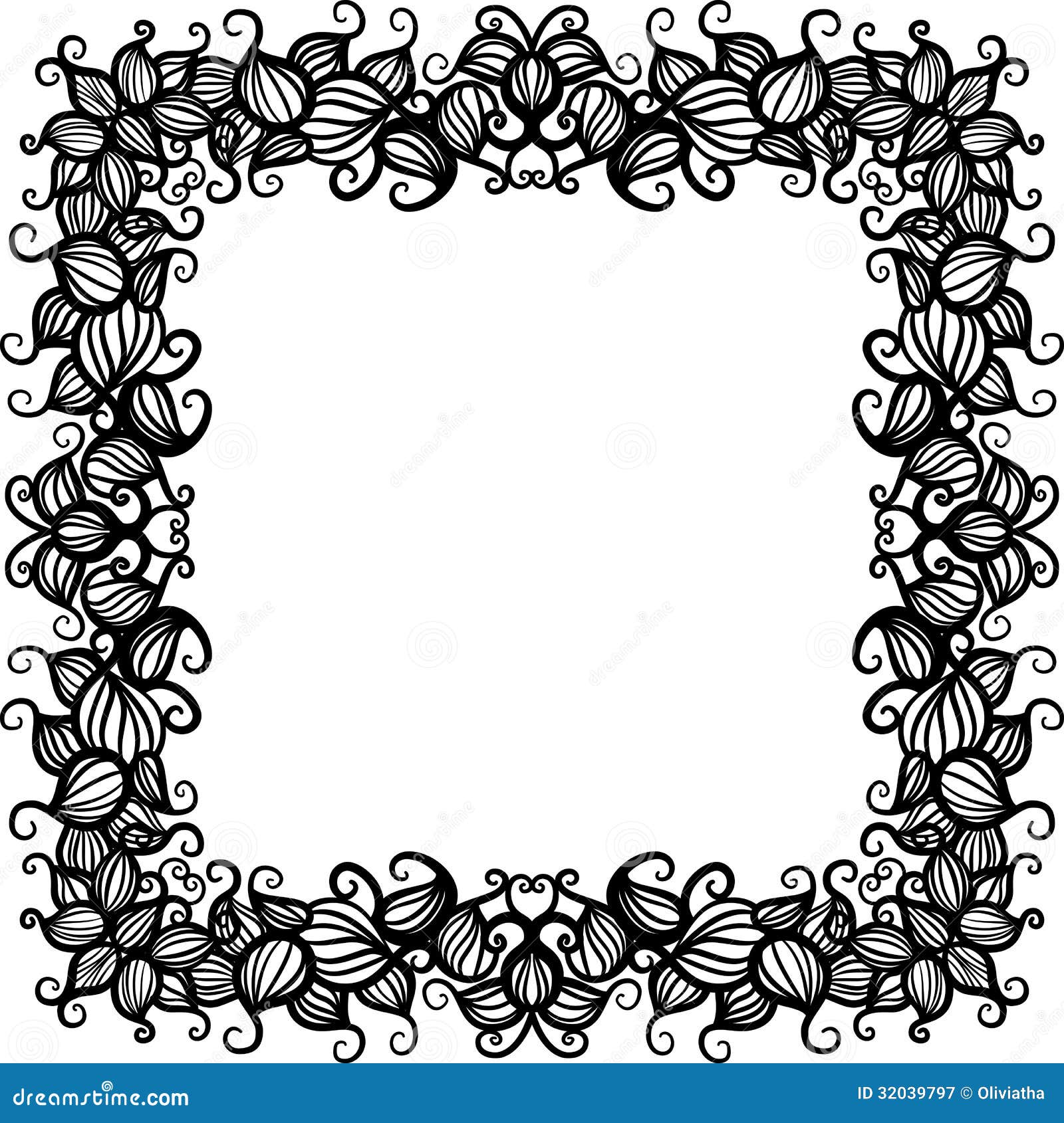 Hand Drawn Floral Pattern Frame Stock Vector - Illustration of frame ...