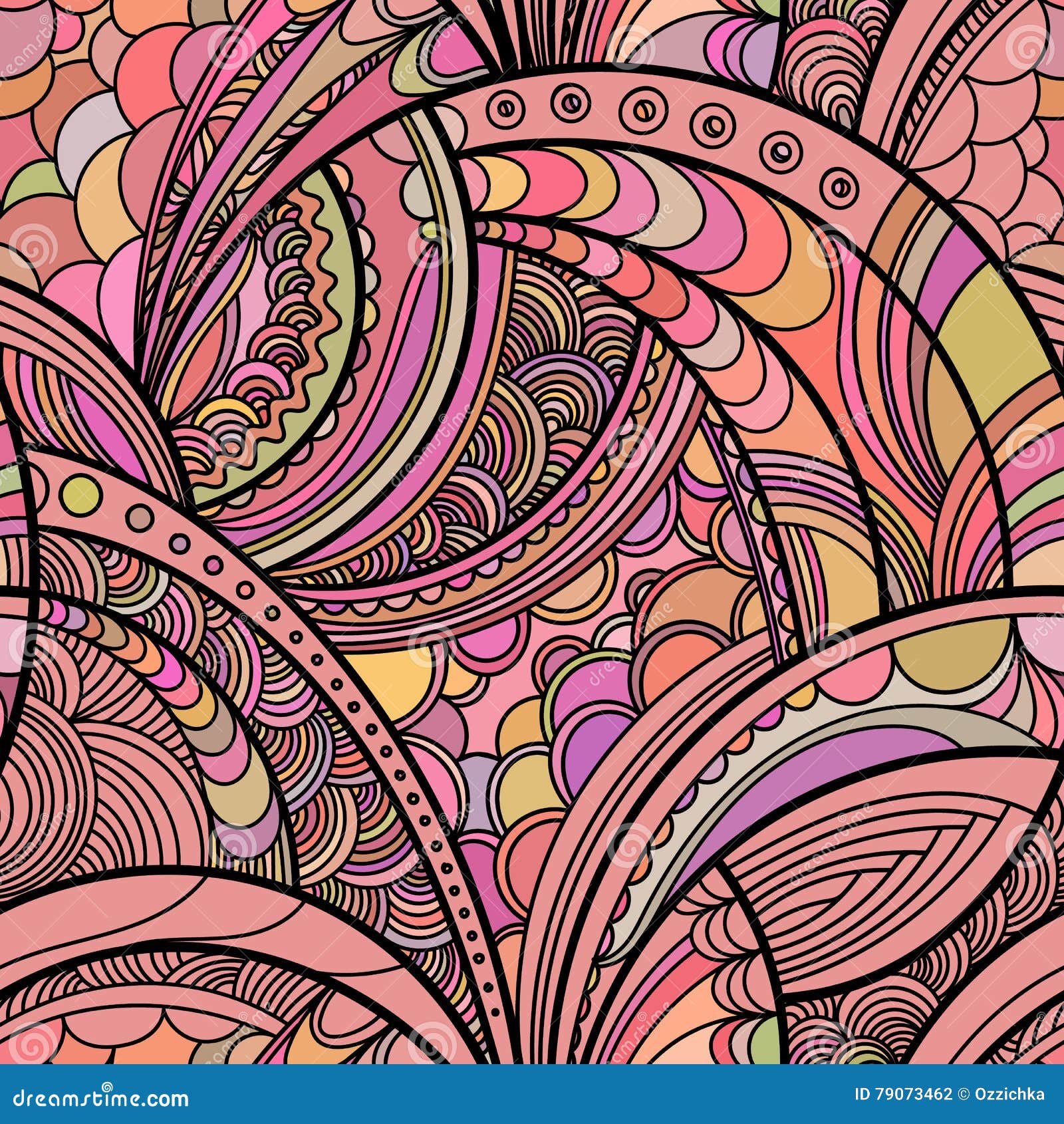 Hand Drawn Floral Pattern. Repeating Texture Boho Style. Colorful ...