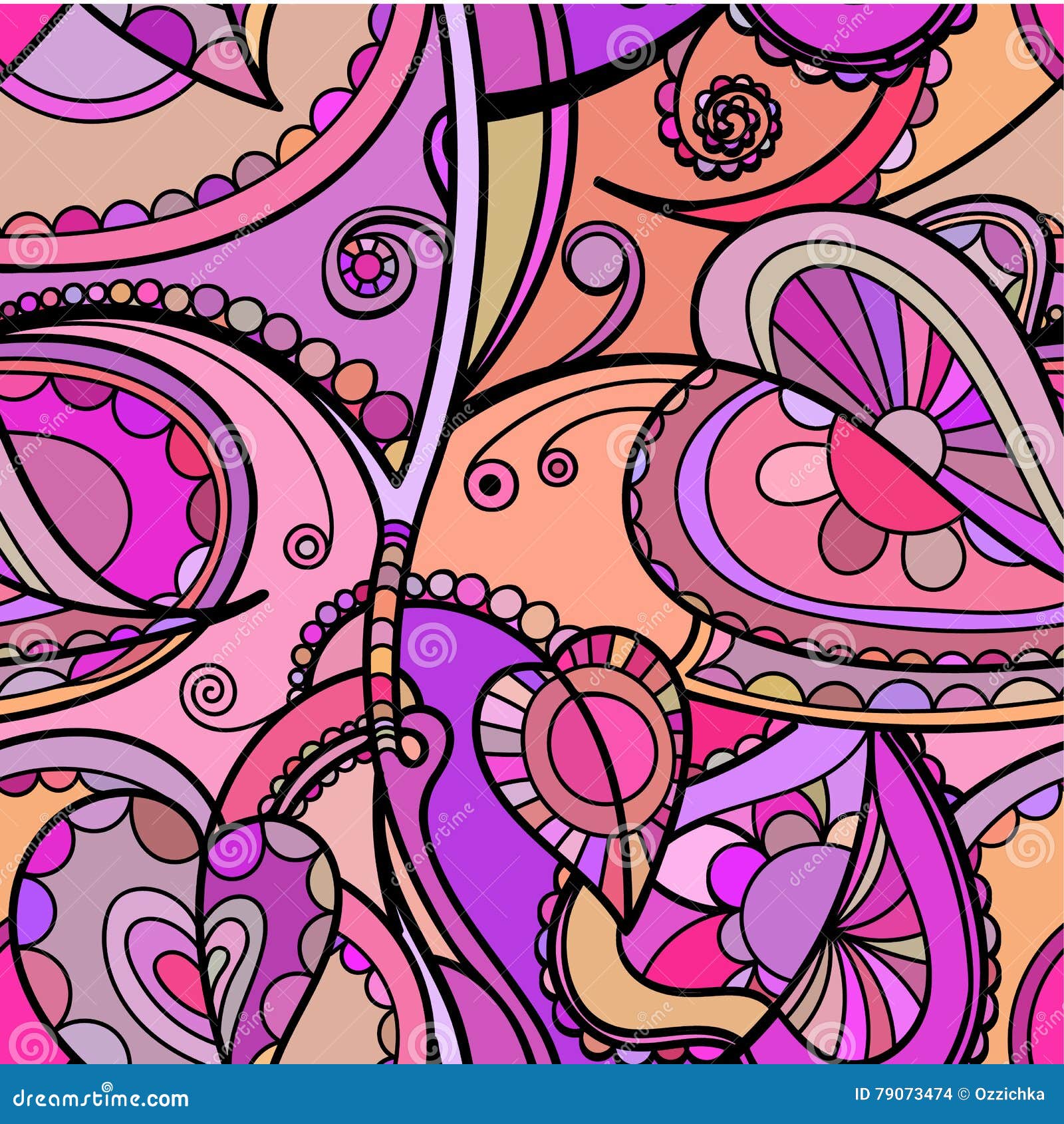 Hand Drawn Floral Pattern. Repeating Texture Boho Style. Colorful ...