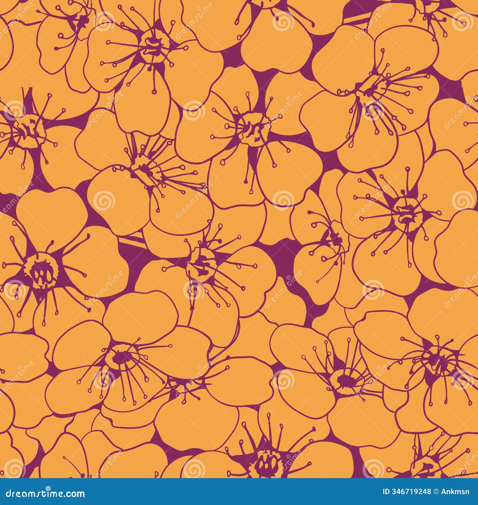 Hand Drawn Floral Pattern Vector Design. Flower Drawing Simple Ornament ...