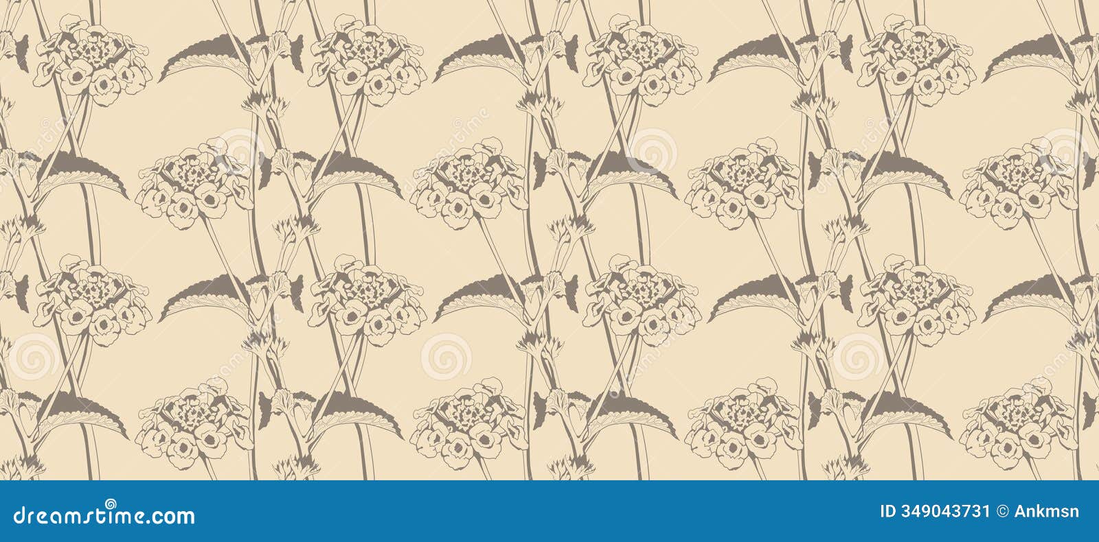 Hand Drawn Floral Pattern Vector Design. Flower Drawing Simple Ornament ...