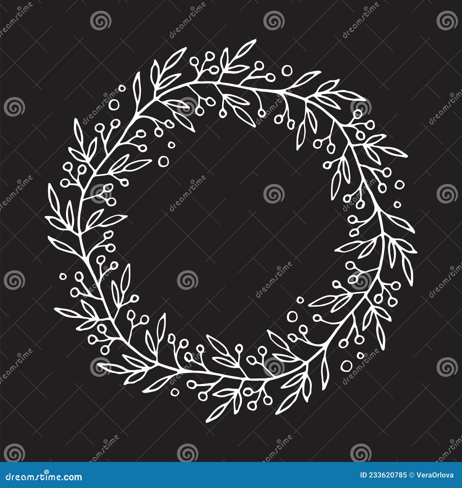 Hand Drawn Floral Wreath, Vector Illustration Stock Vector ...