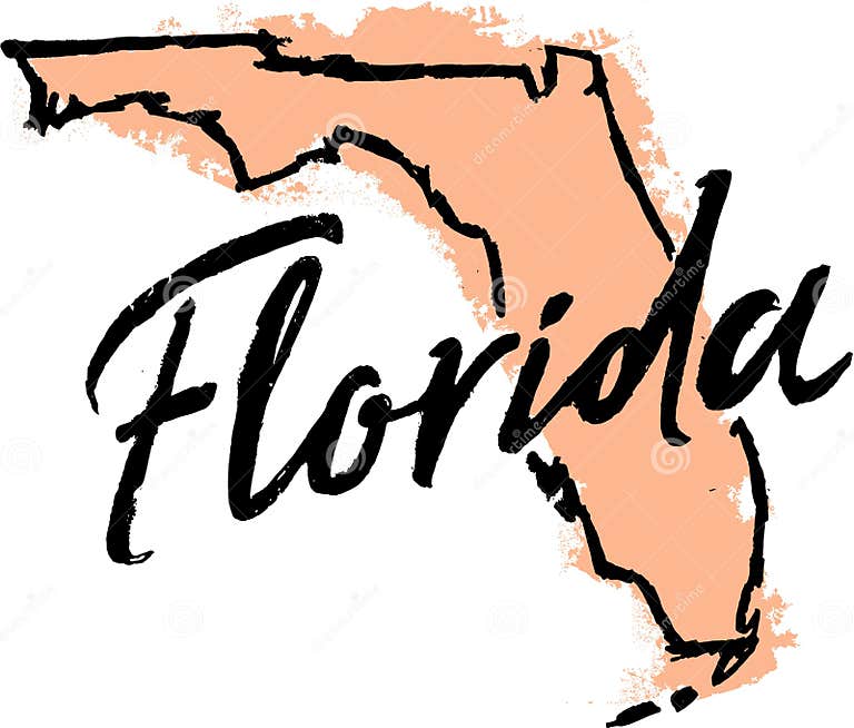 Hand Drawn Florida State Sketch Stock Vector - Illustration of drawn ...