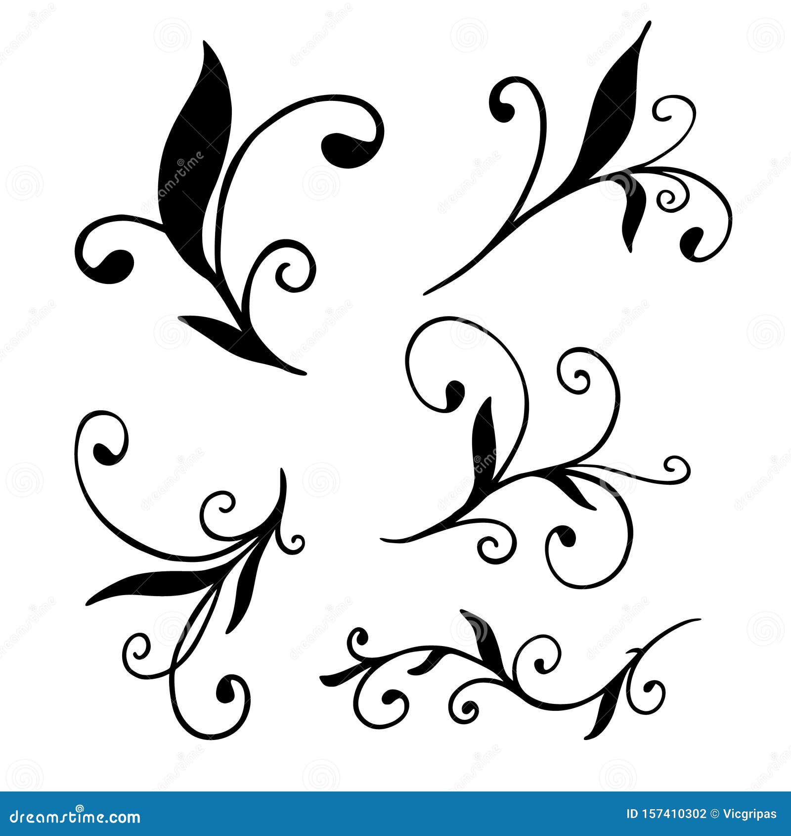 Hand Drawn Flourish Design Elements Stock Vector - Illustration of ...