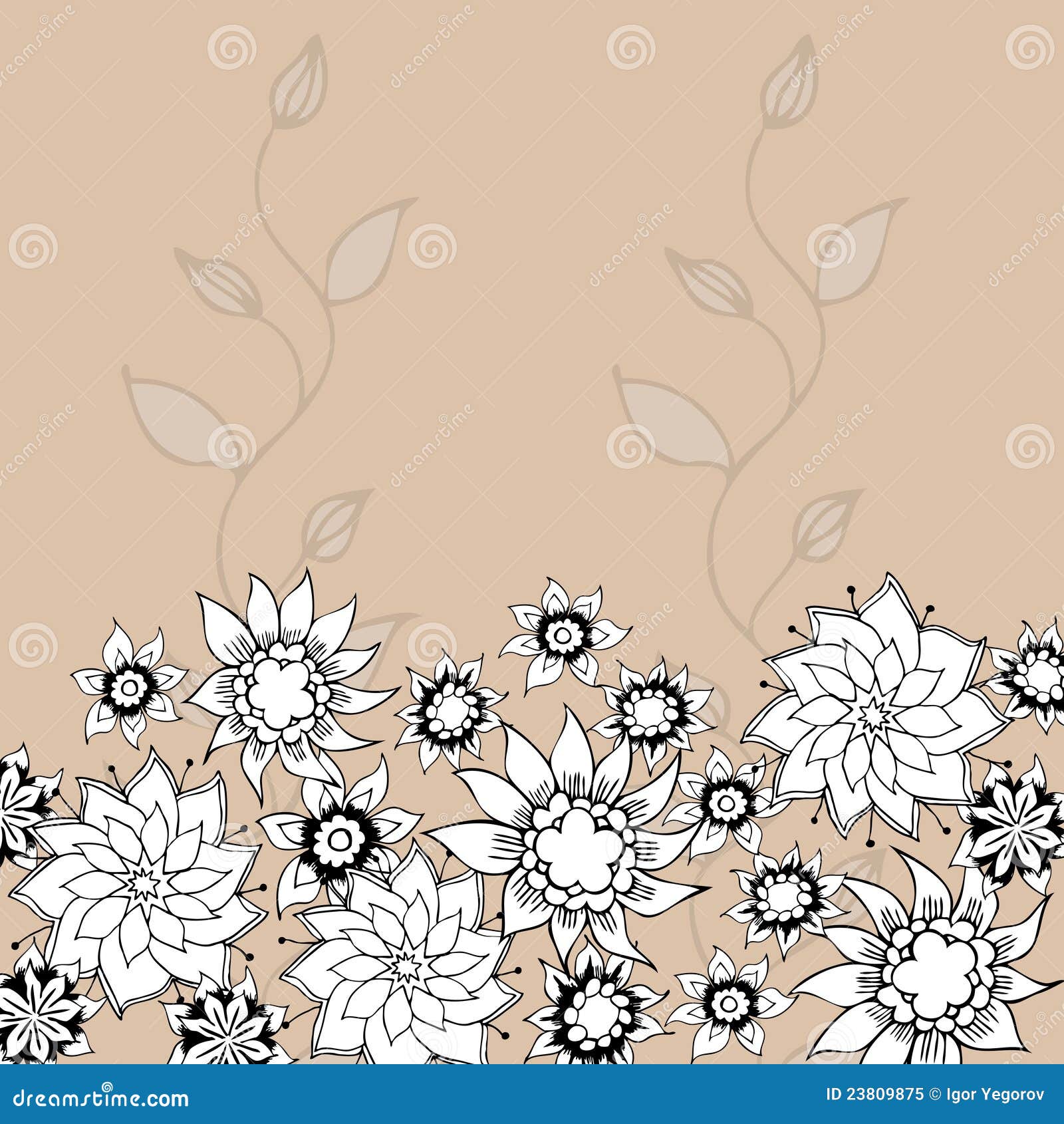Hand-Drawn Flower Greeting Card. Stock Vector - Illustration of design ...