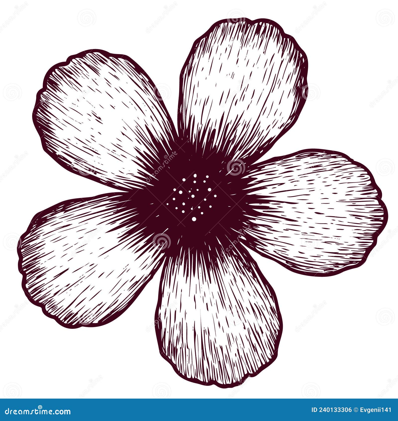 Hand Drawn Flower Icon in Strokes Isolated on White Background Stock ...