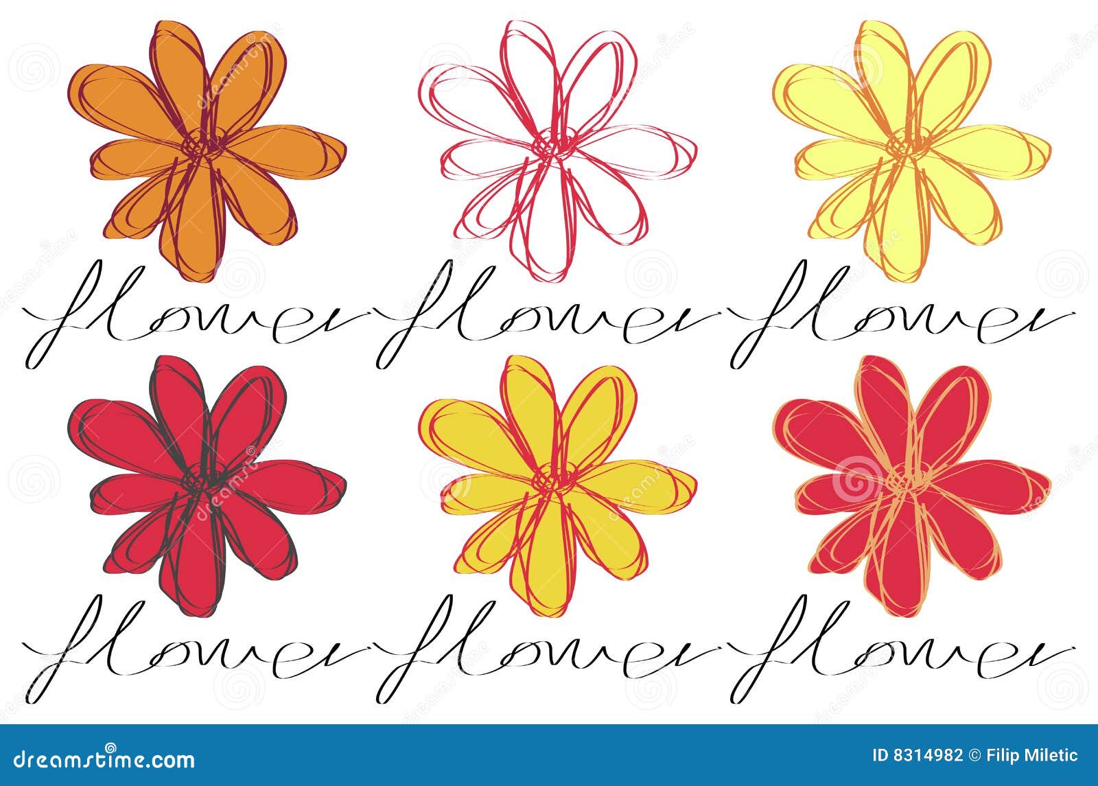 Hand drawn flowers stock vector. Illustration of ornament - 8314982