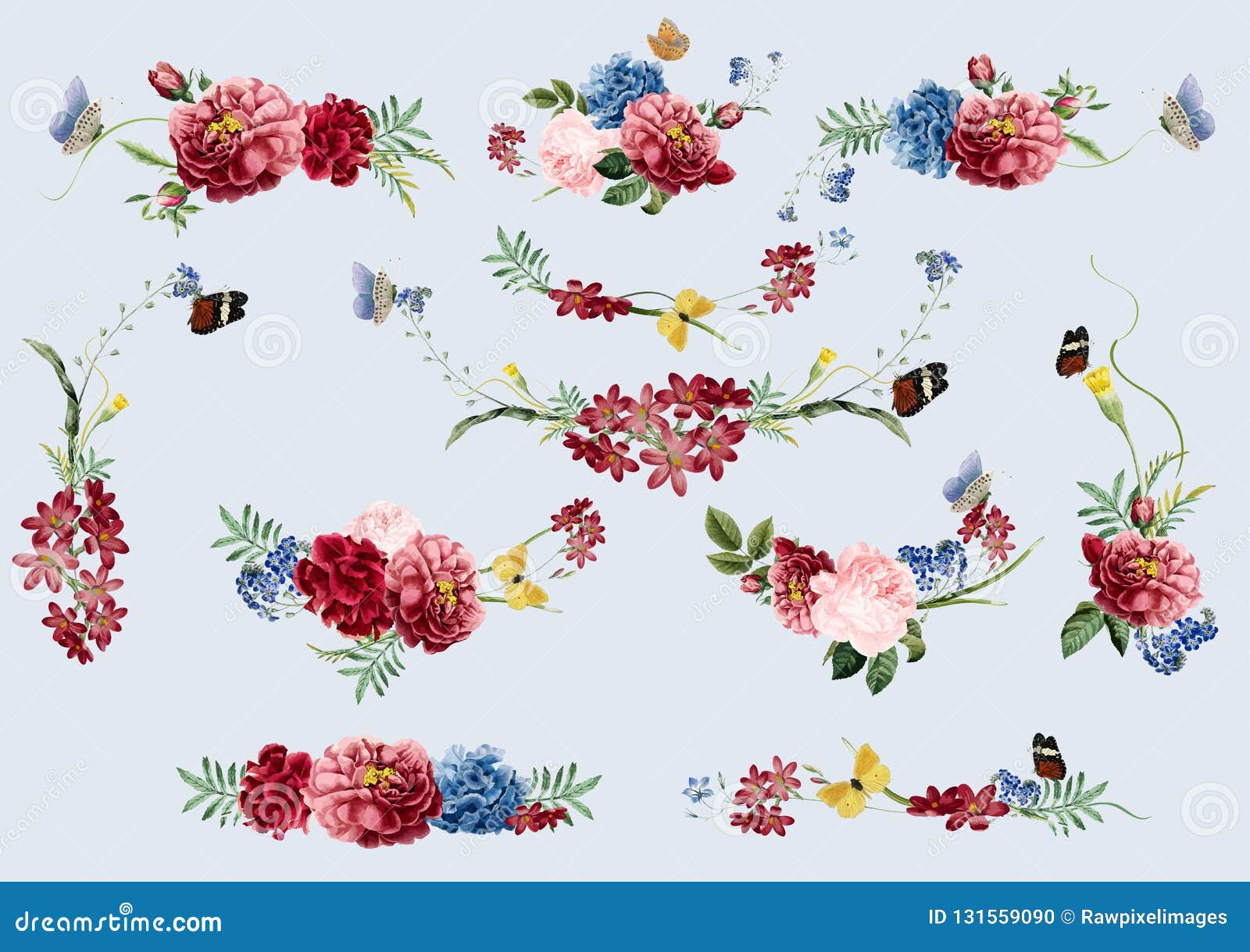 Hand Drawn Flowers Colorful Floral Pattern Stock Vector - Illustration ...