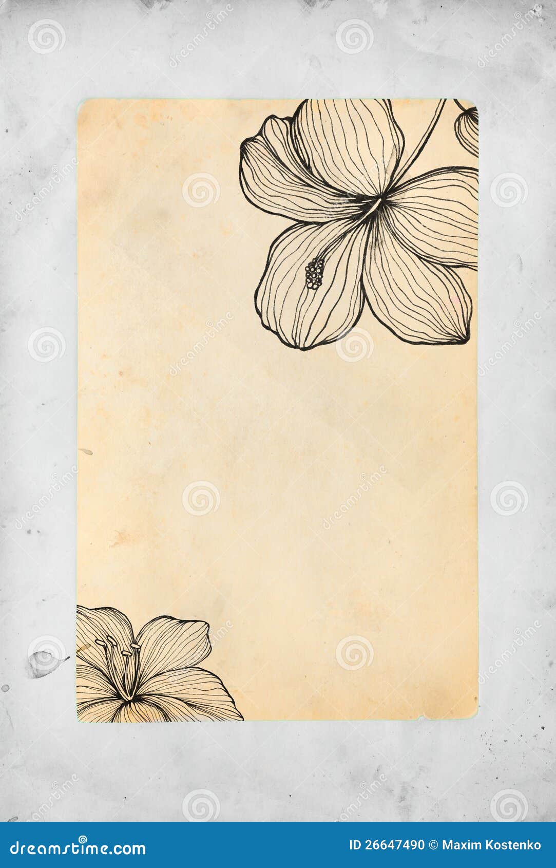 Hand Drawn Flowers on Paper Background Stock Illustration ...