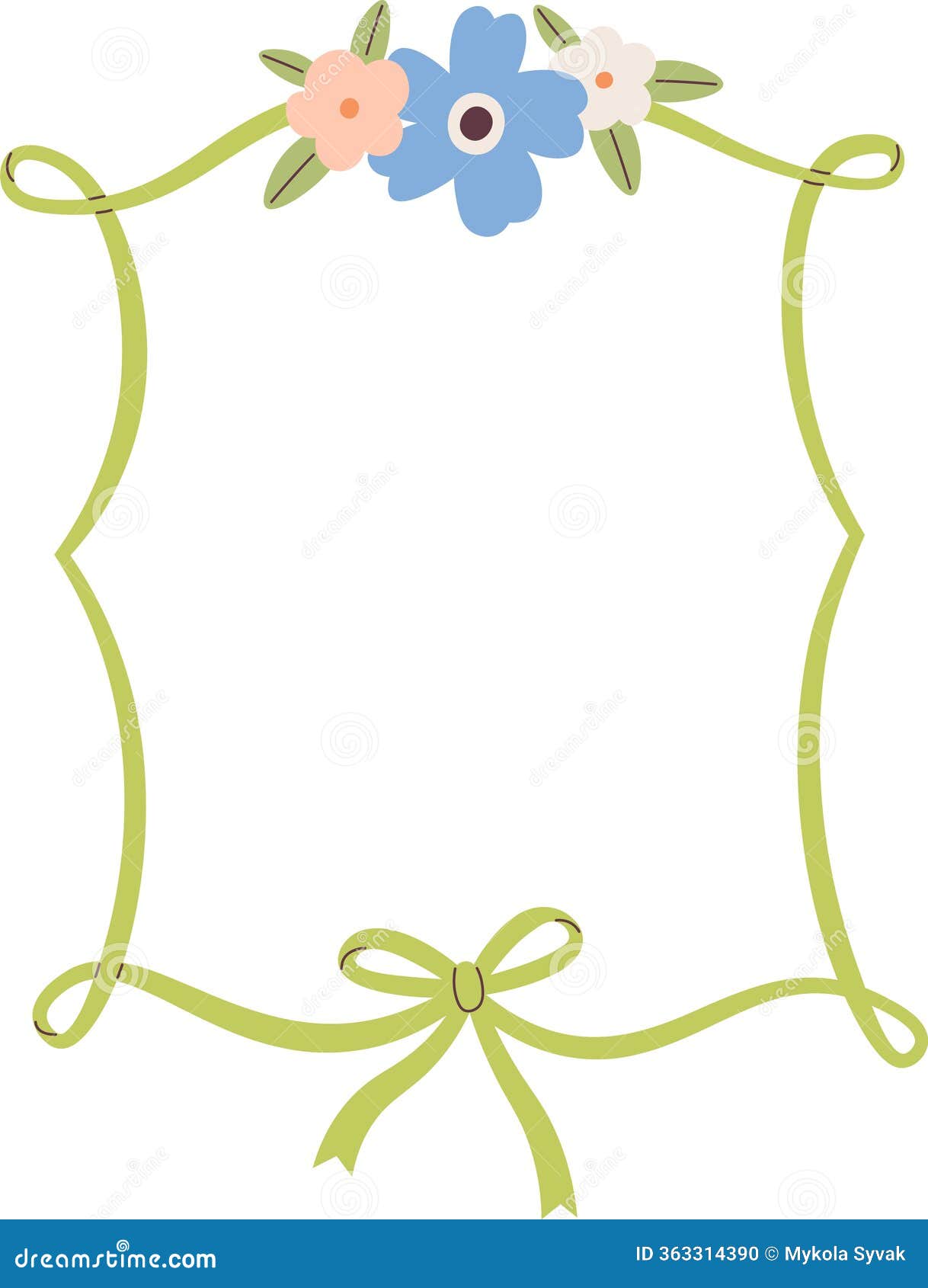 Hand Drawn Flowers Ribbon Frame Stock Vector - Illustration of doodle ...
