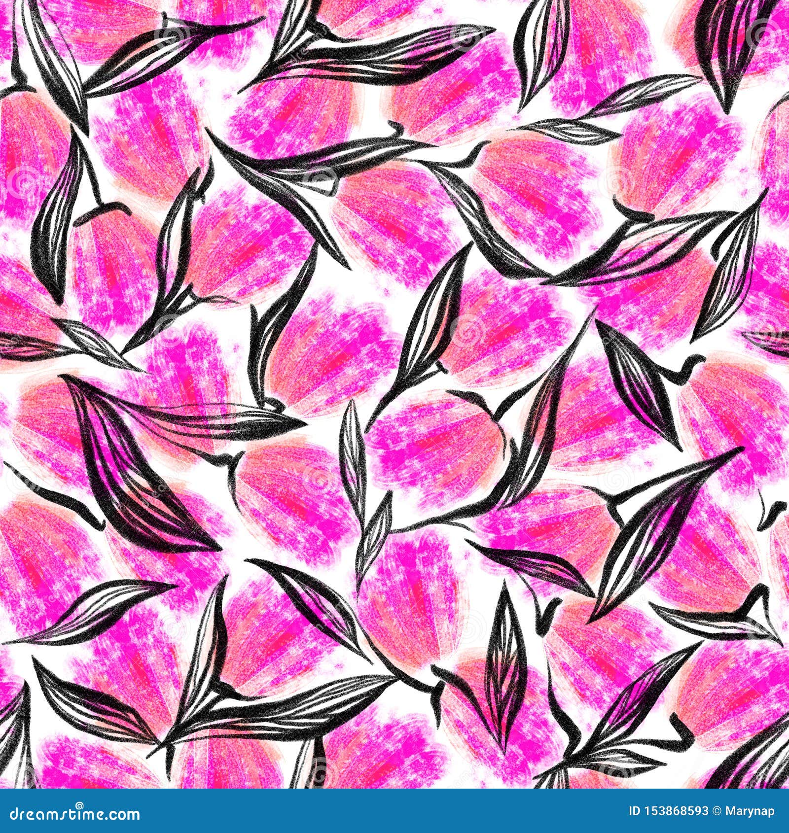 Seamless Pattern with Abstract Flowers Hand Drawn Floral Surface Design ...