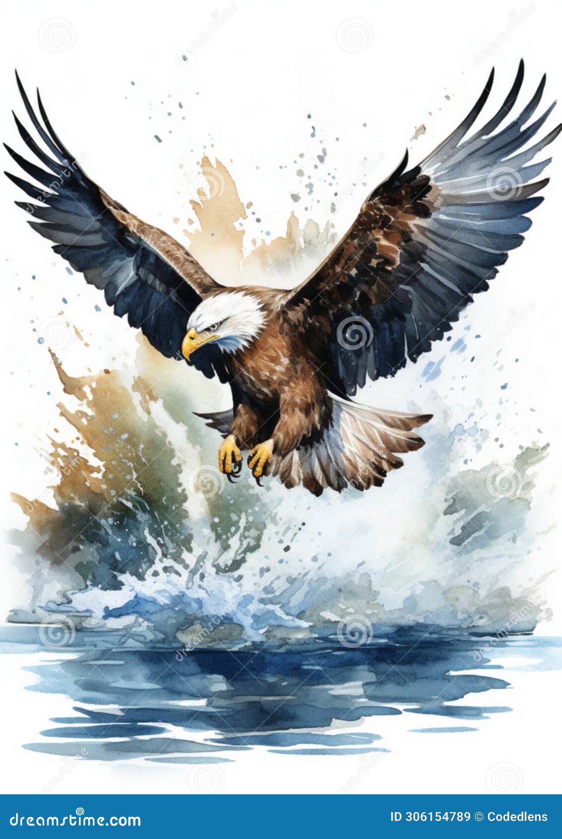 A hand drawn flying eagle stock illustration. Illustration of beak ...