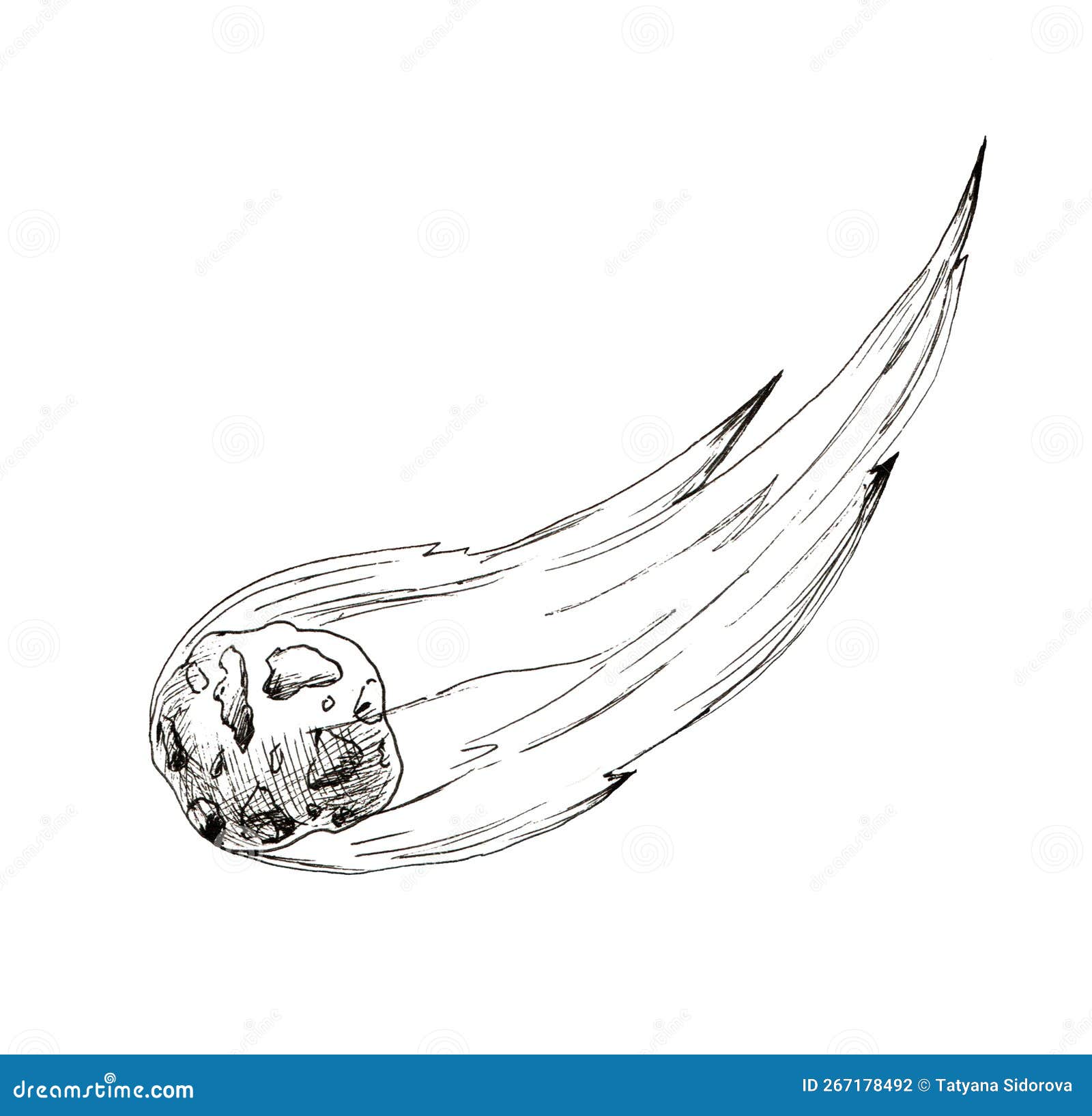 Hand Drawn Flying Meteorite Icon Stock Illustration - Illustration of ...