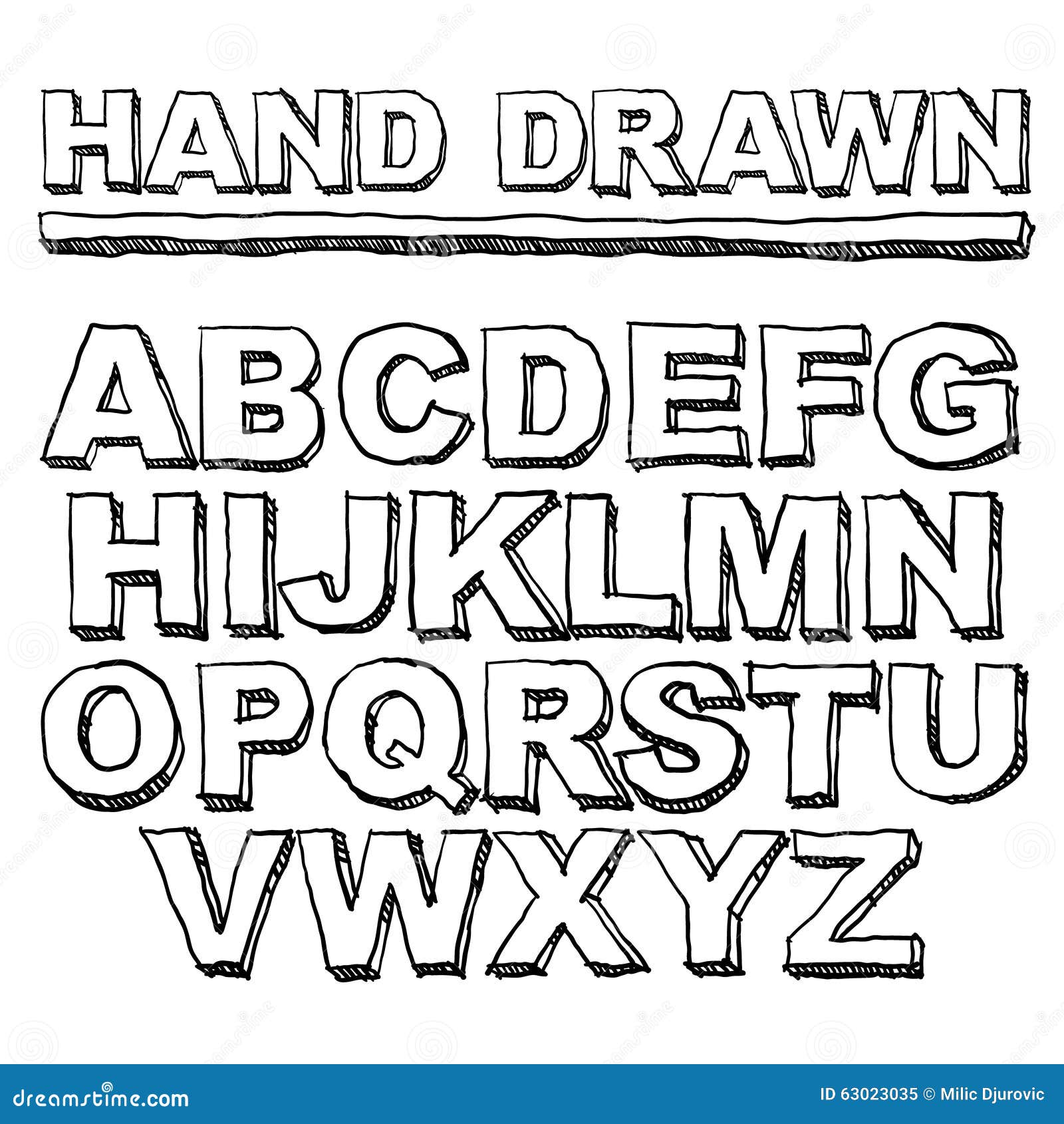 Hand Drawn Font, Alphabet. Vector Stock Vector - Illustration of bold ...