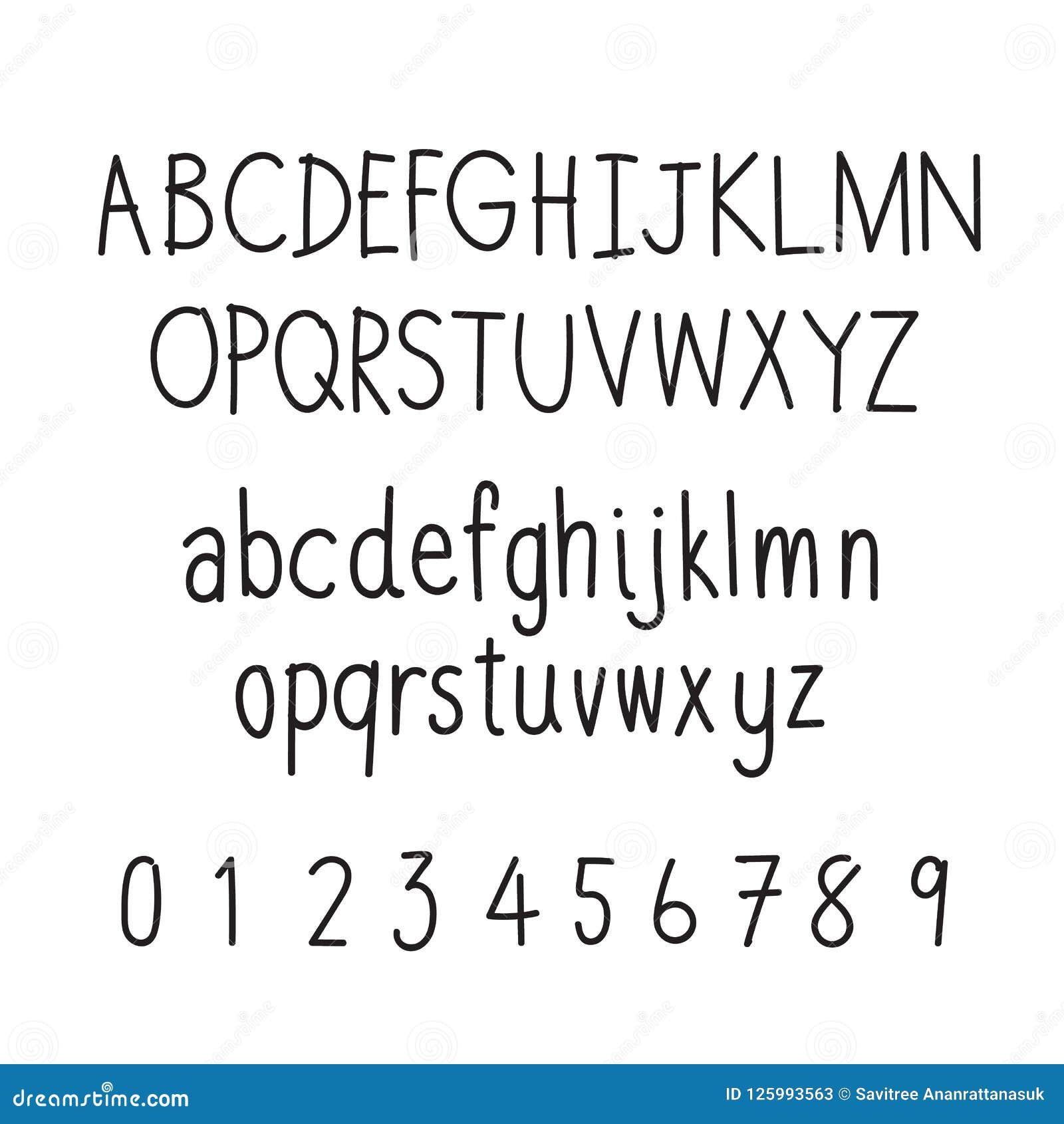 Hand Drawn Font Handwritten Sketch Typeface Cartoon Vector ...