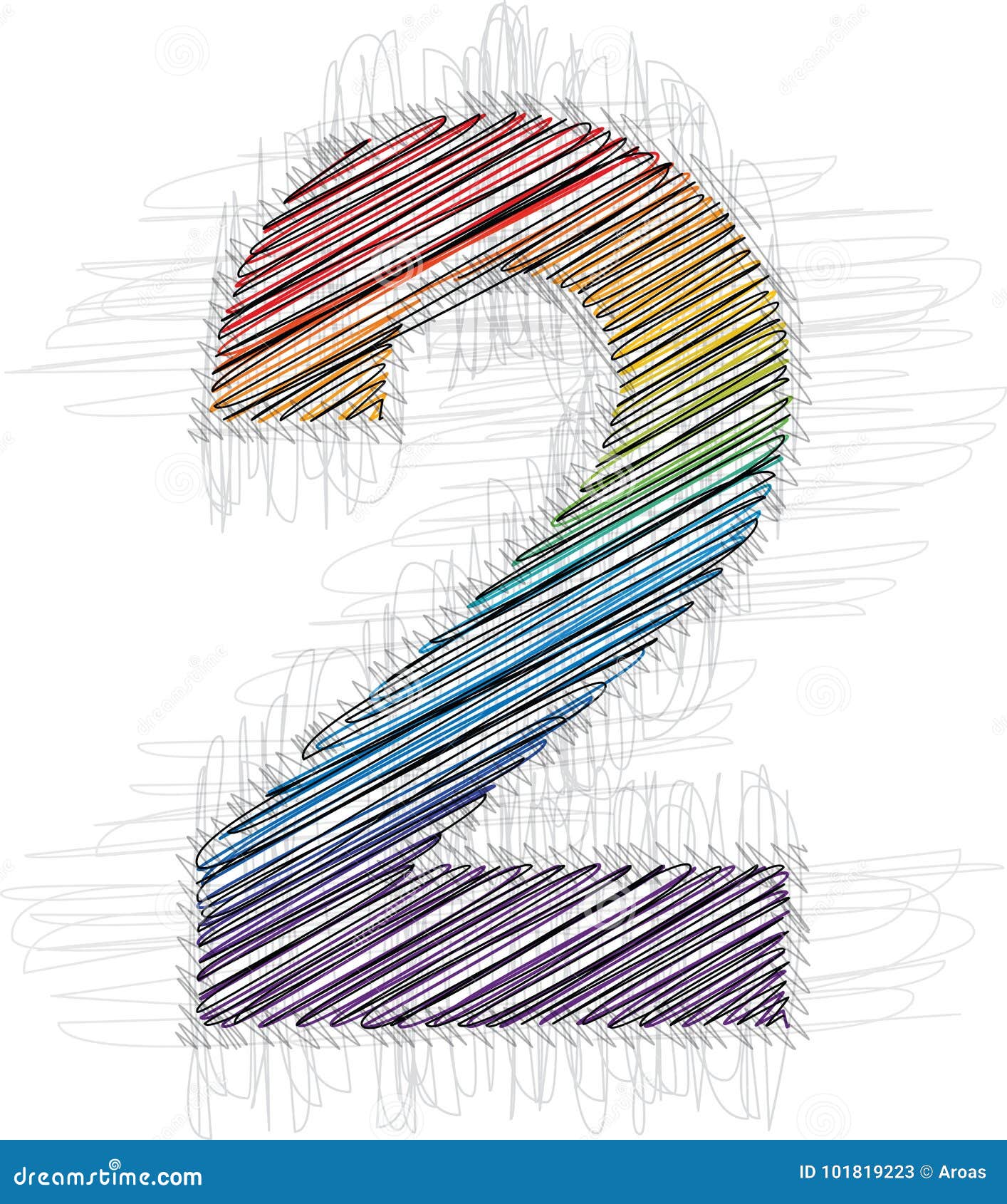 Hand drawn font NUMBER 2 stock vector. Illustration of rough - 101819223