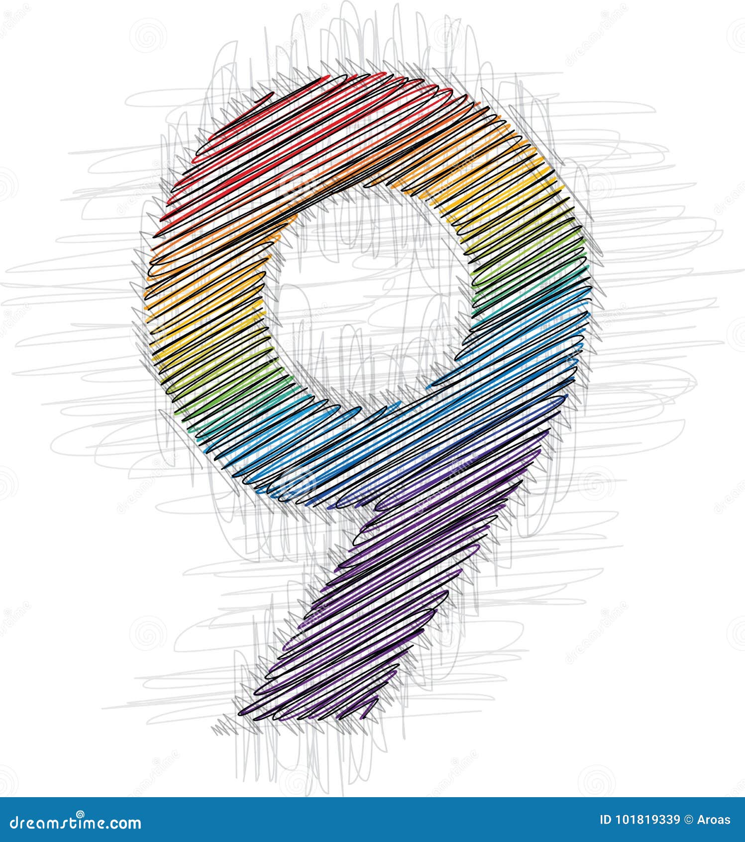 Hand drawn font NUMBER 9 stock vector. Illustration of nine - 101819339