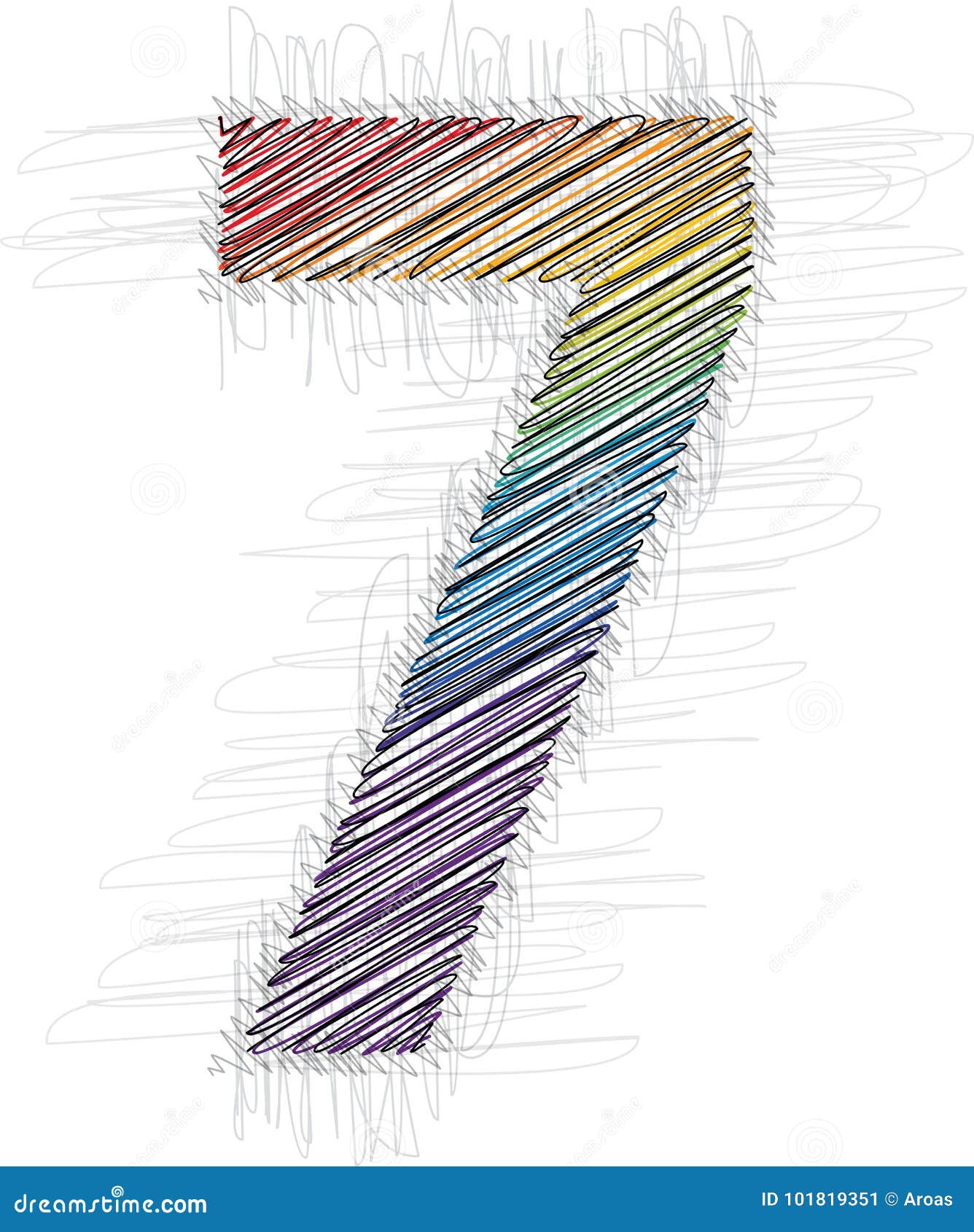 Hand drawn font NUMBER 7 stock vector. Illustration of drawing - 101819351