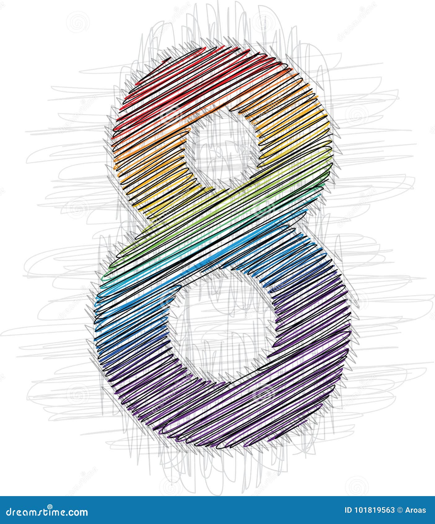 Hand drawn font NUMBER 8 stock vector. Illustration of lettering ...