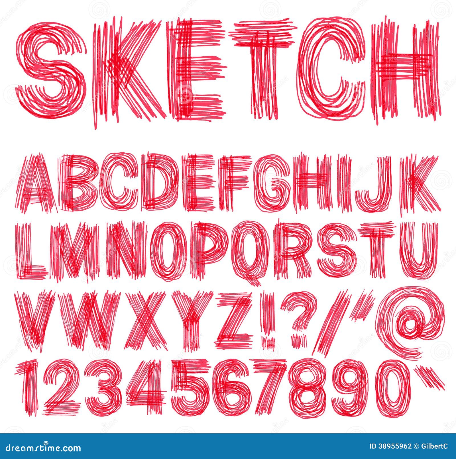 Hand drawn Font stock vector. Illustration of digits - 38955962