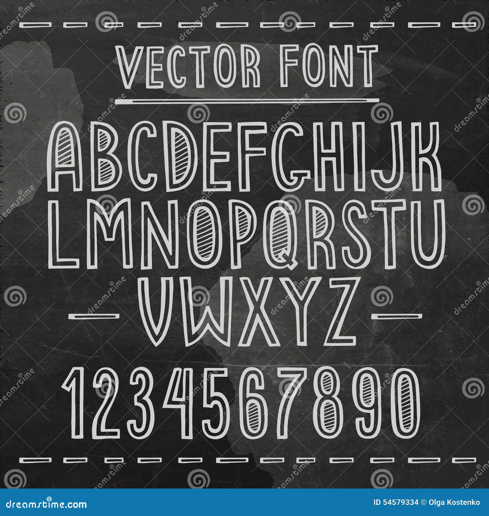 Hand Drawn Font Vector Chalkboard Alphabet Stock Vector Illustration
