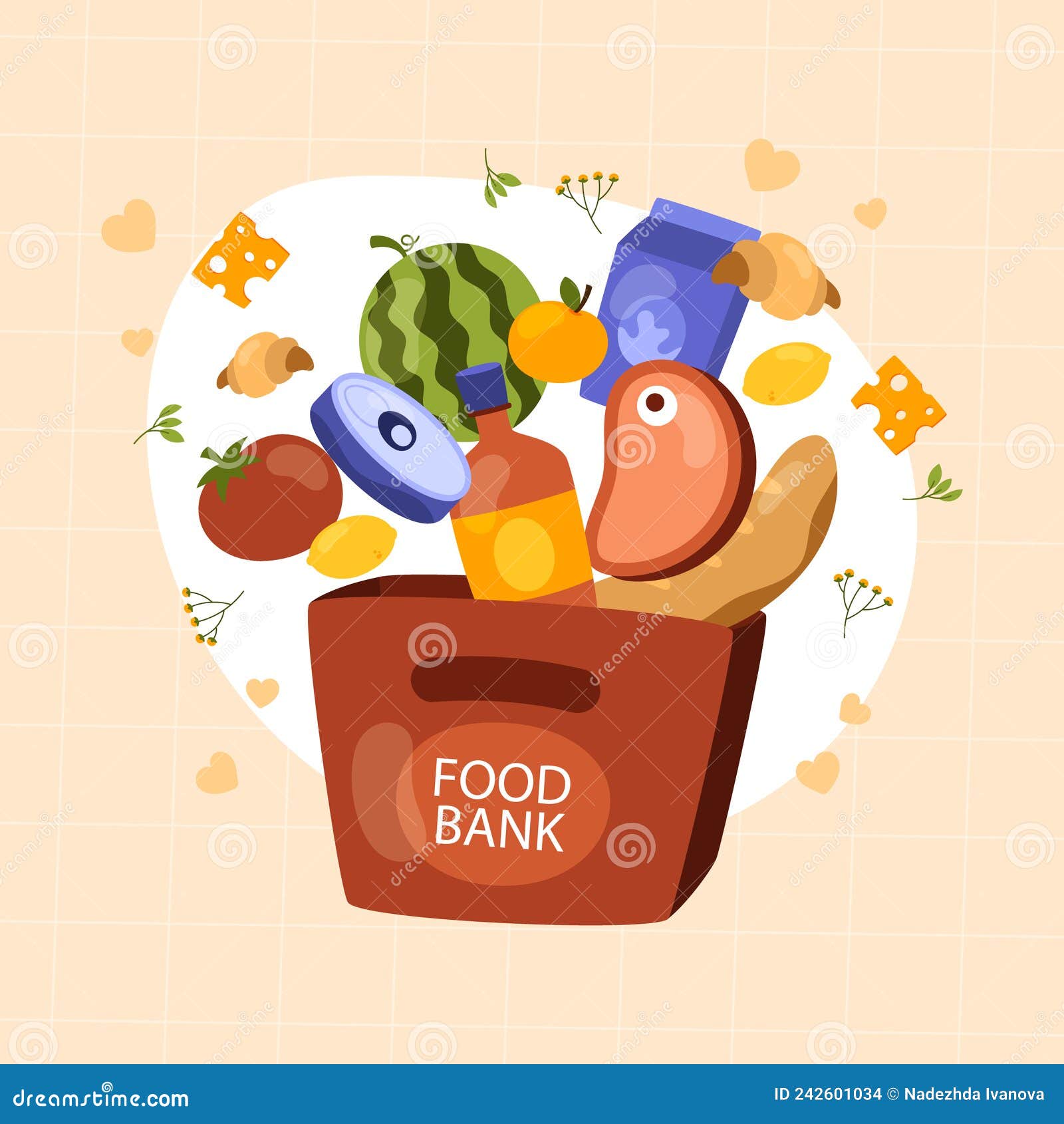 Hand Drawn Food Bank Illustration Vector Illustration. Stock Vector ...